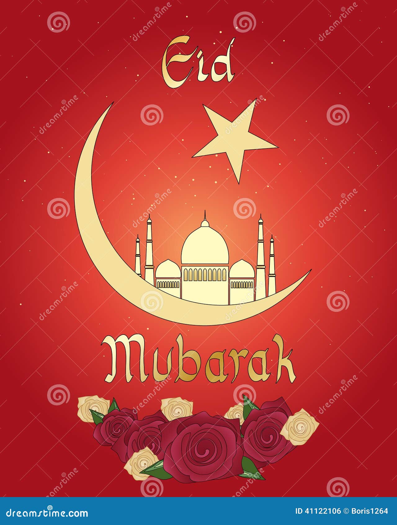 Eid-Karte mit Rosen vektor abbildung. Illustration von auszug - 41122106