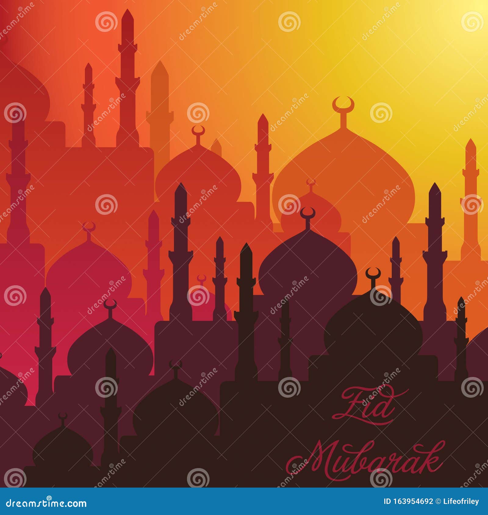 Eid Mosque Card stock vector. Illustration of creative - 163954692