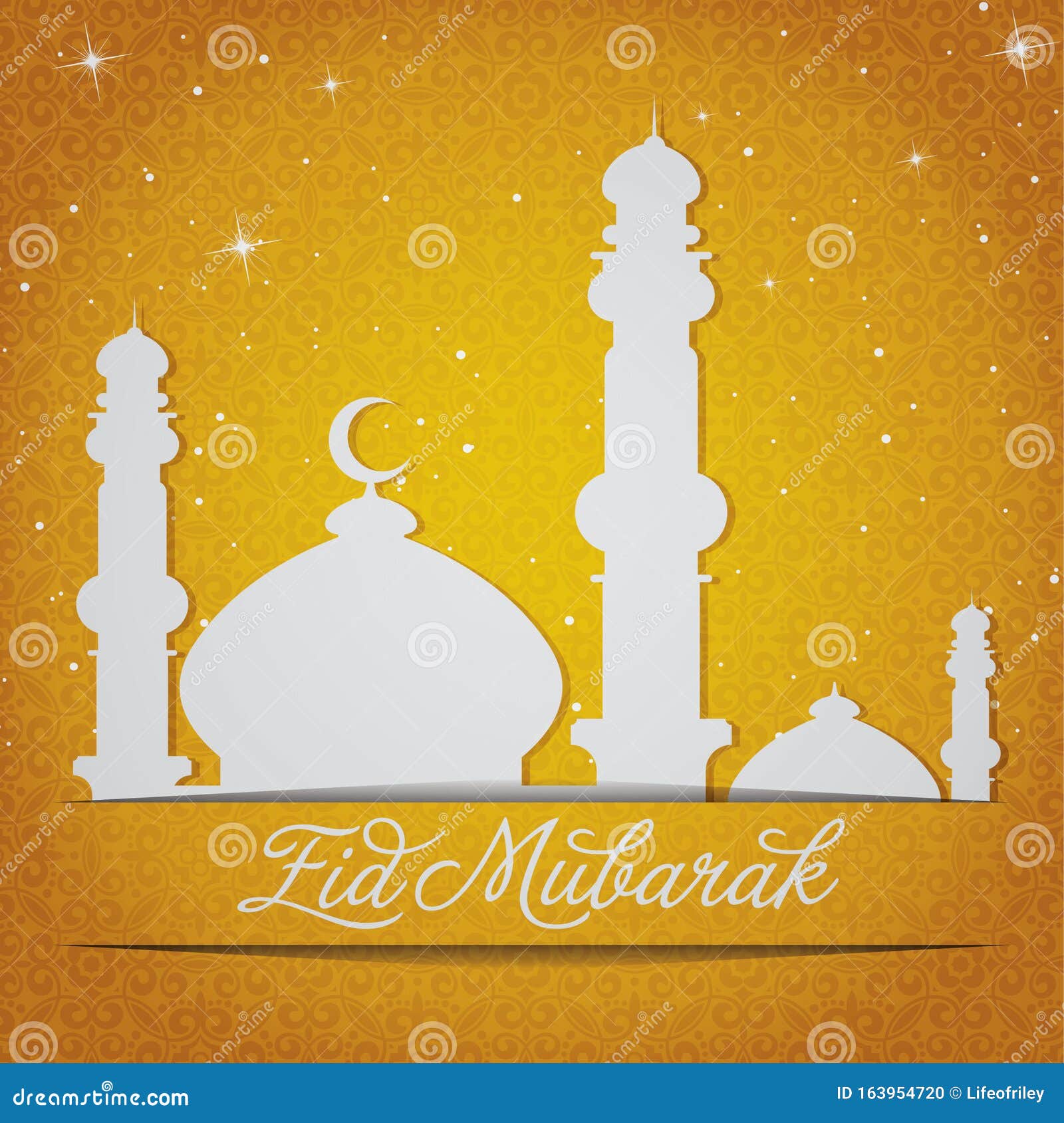 Eid Mosque Card stock vector. Illustration of greeting - 163954720