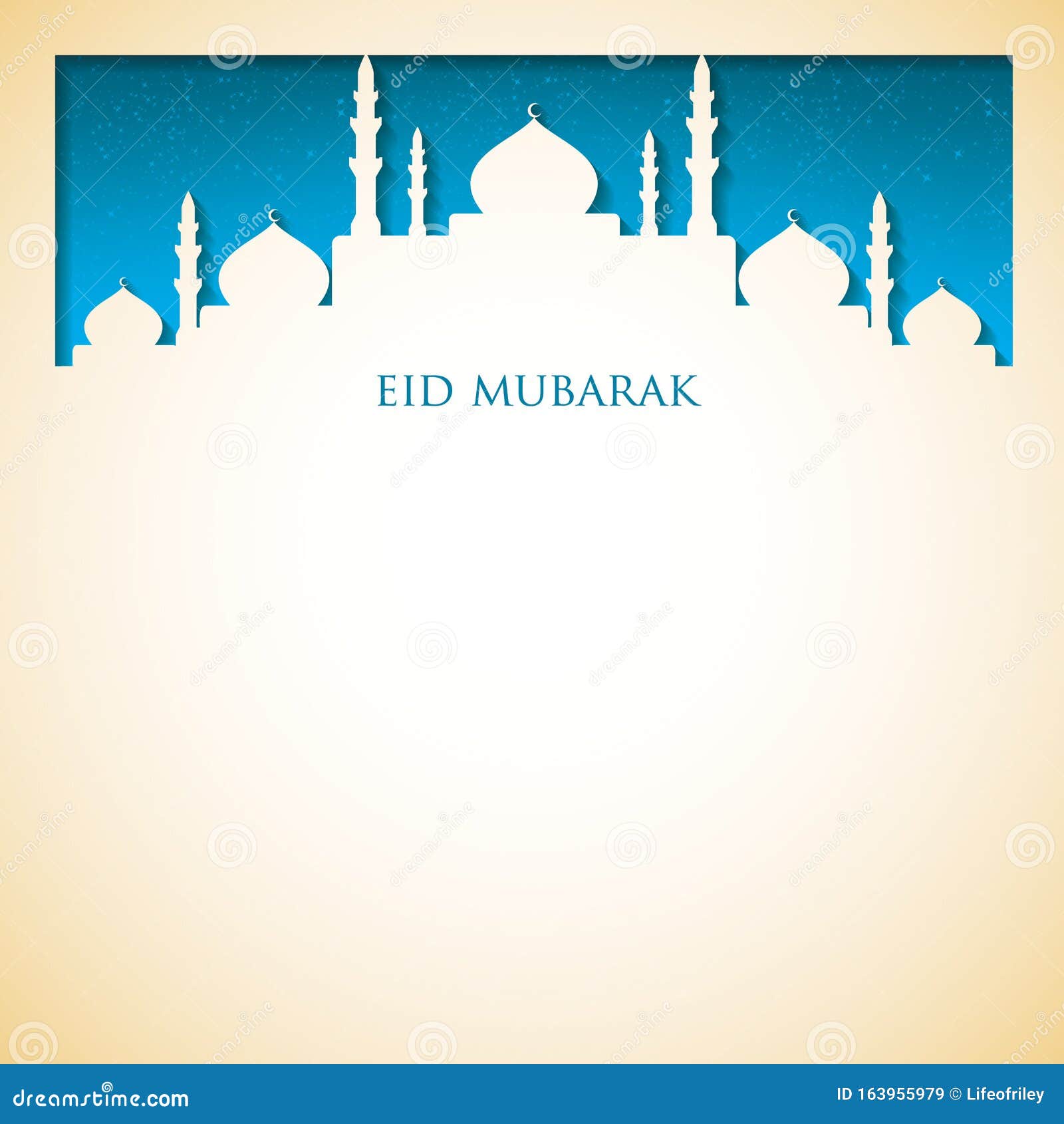 Eid Mosque Card stock vector. Illustration of allah - 163955979