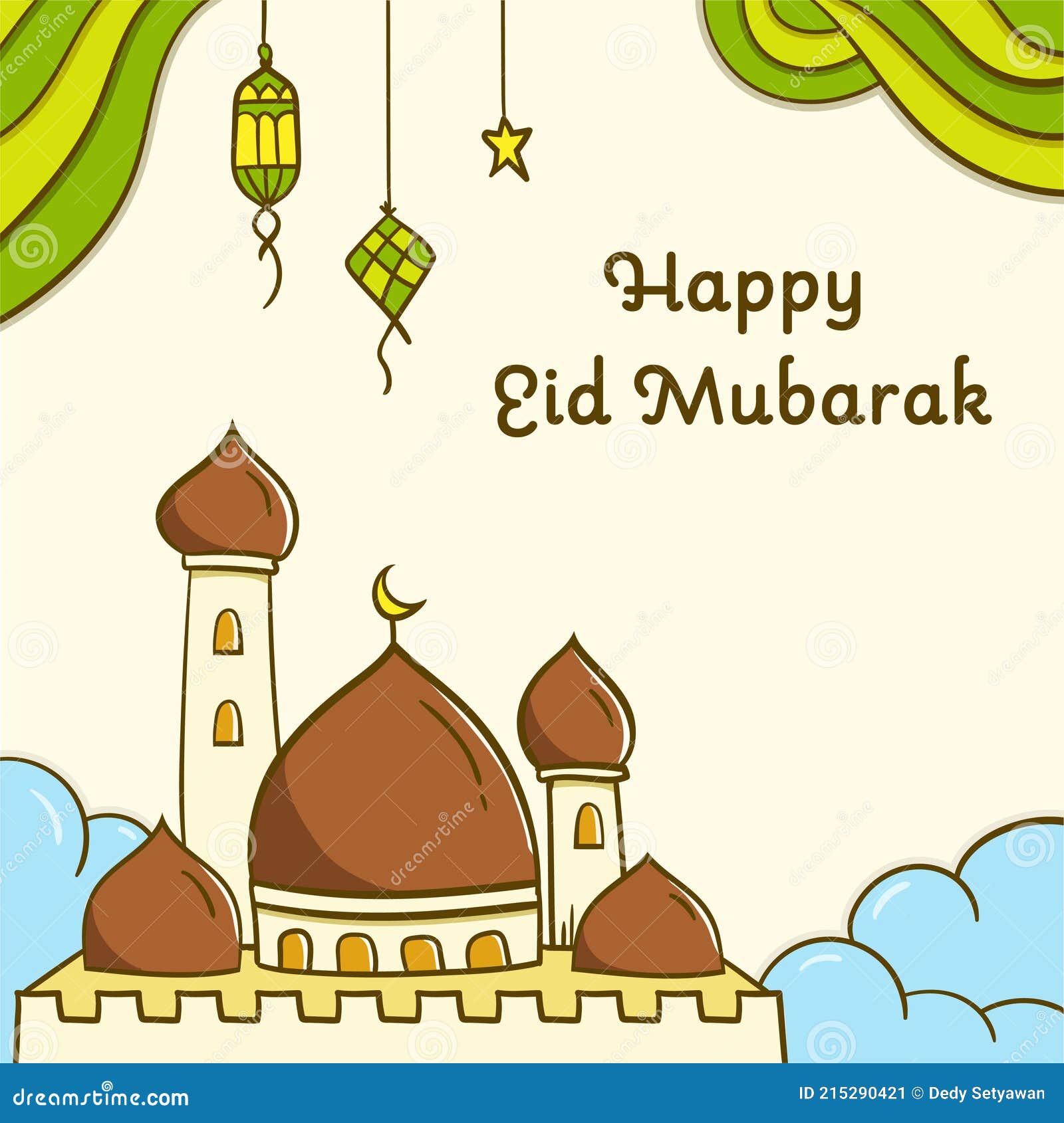 Eid Mubarak Celebration Vector Design Stock Vector - Illustration of ...