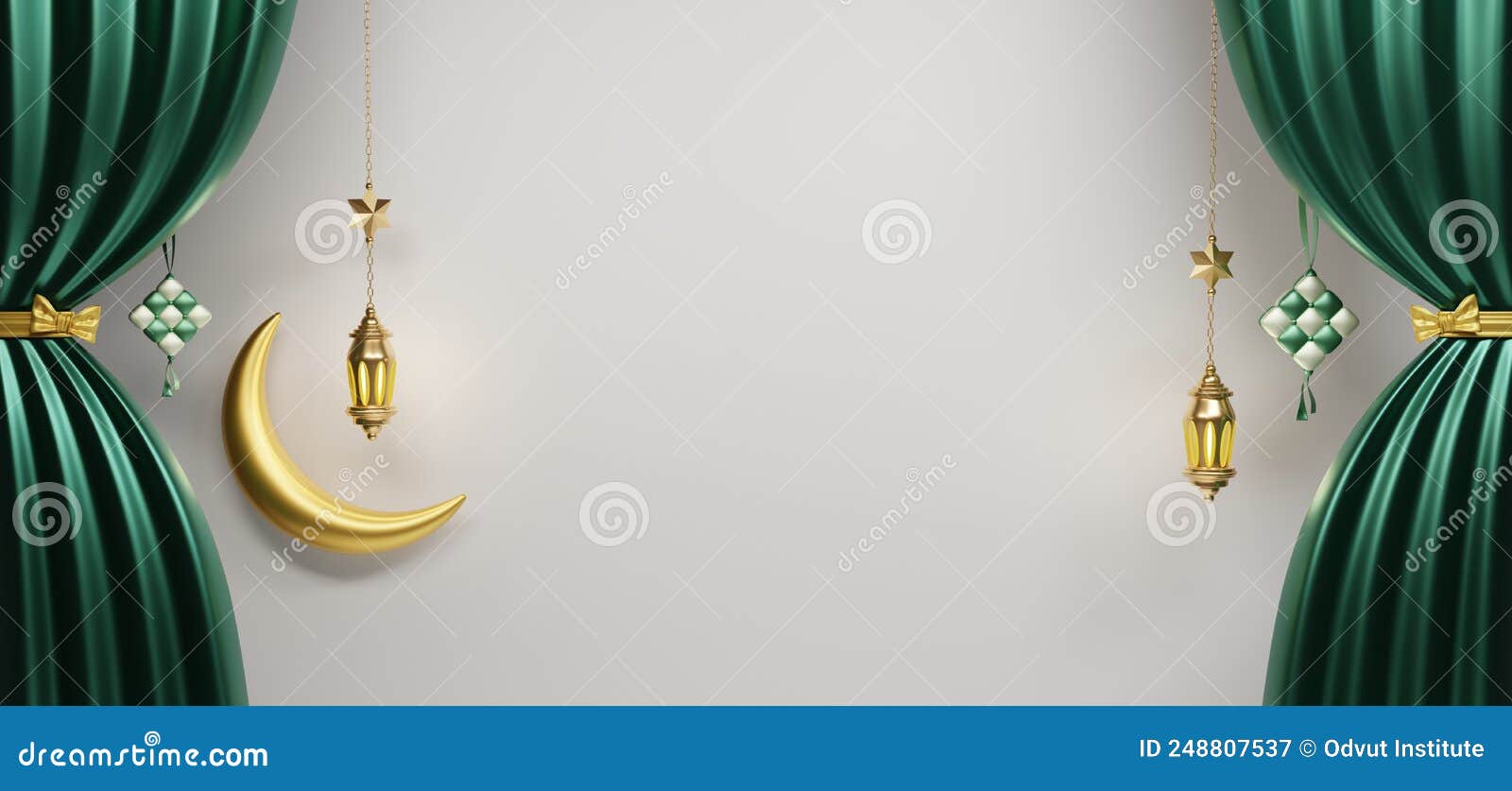 Eid Mubarak 3d Illustration with Screen Curtain Stock Illustration ...