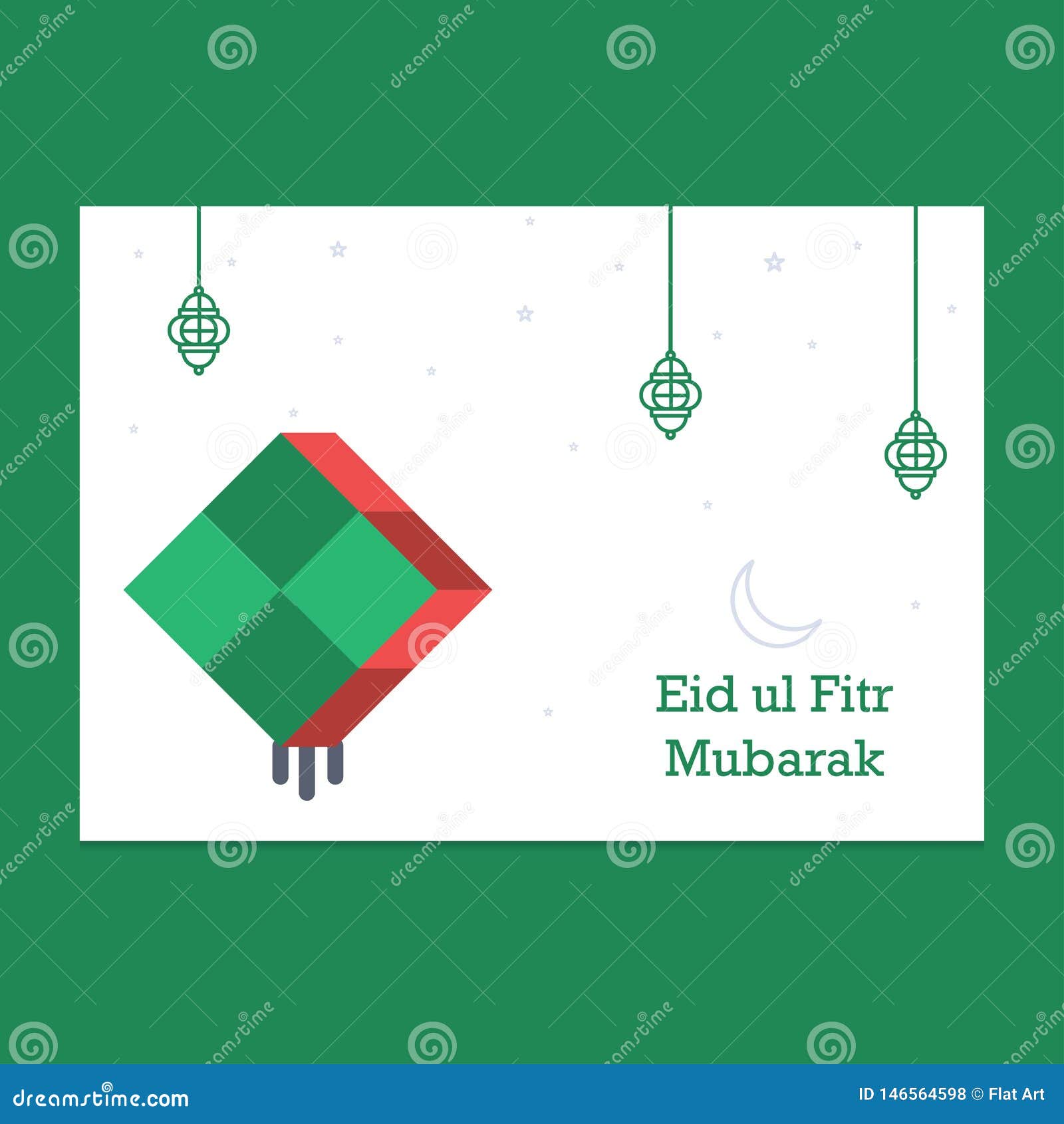 Eid Mubarak Greeting Card Illustration Stock Vector - Illustration of islamic, decoration: 146564598