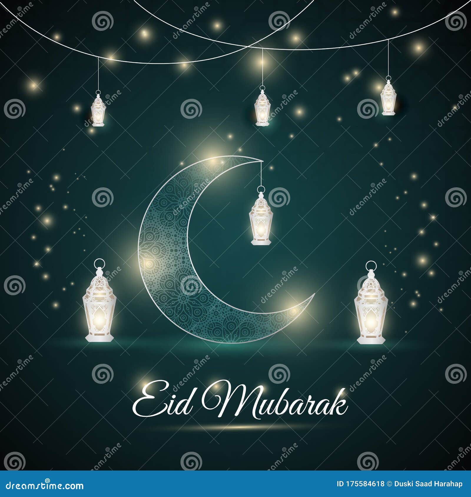 Eid Mubarak Greeting Islamic Celebration Dark Gray and Silver Color ...
