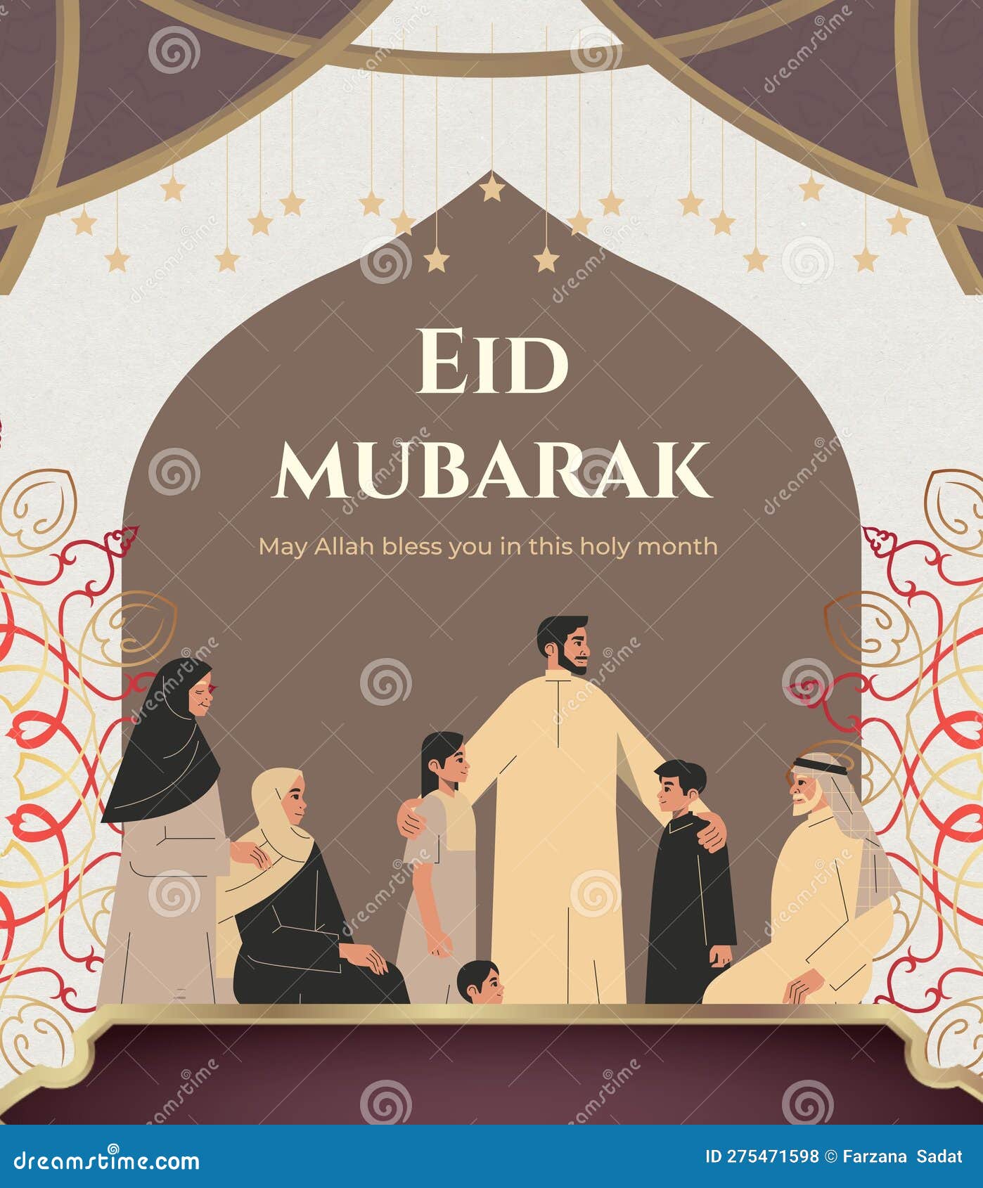 Eid Mubarak Greetings stock illustration. Illustration of mosque ...