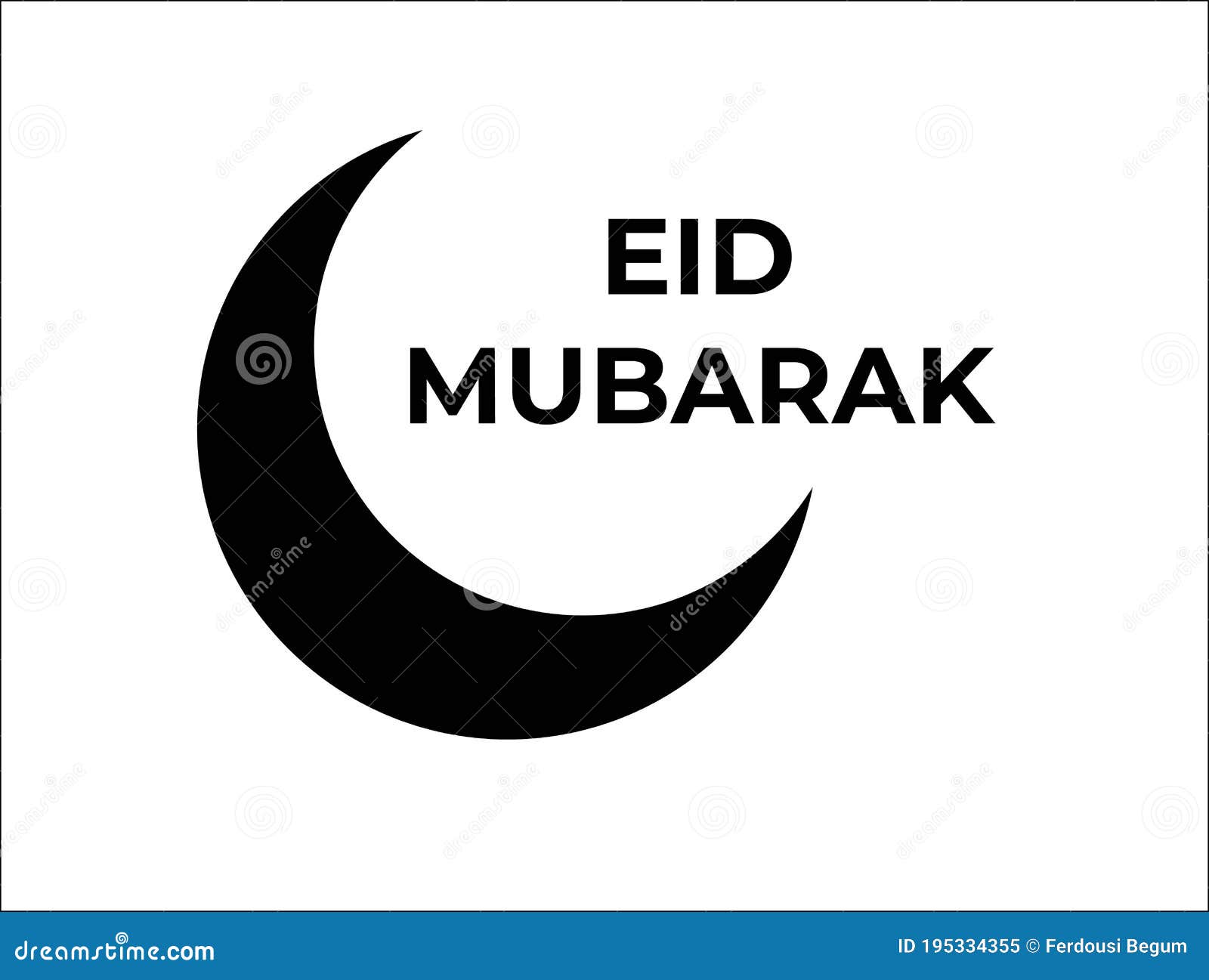 Eid Mubarak Icon with Moon - Vector Template Stock Illustration ...