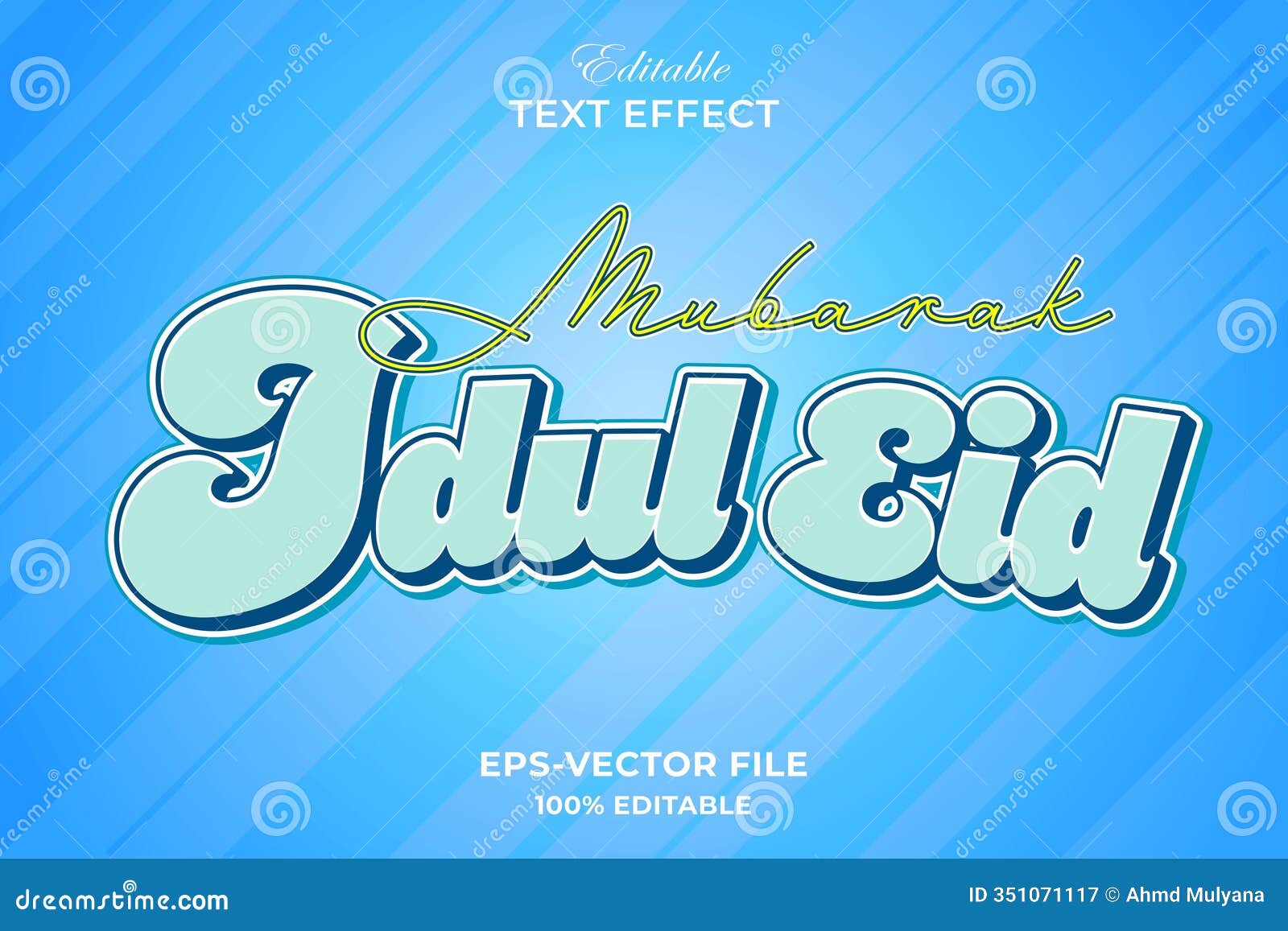 Eid Mubarak Text Effect Editable Template Stock Illustration ...