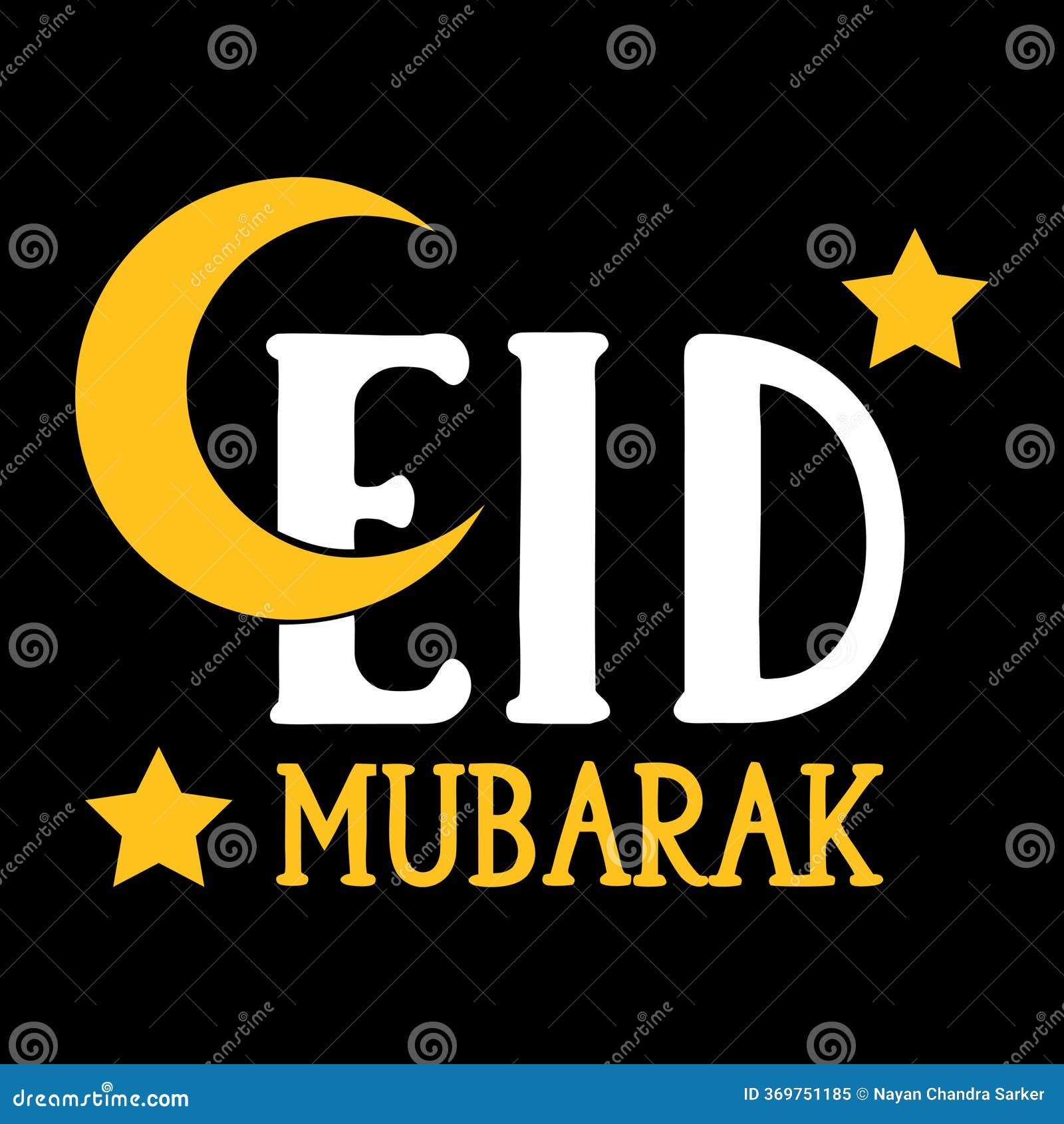 Eid Mubarak Typography Greeting Card Template Design With Mosque Vector ...