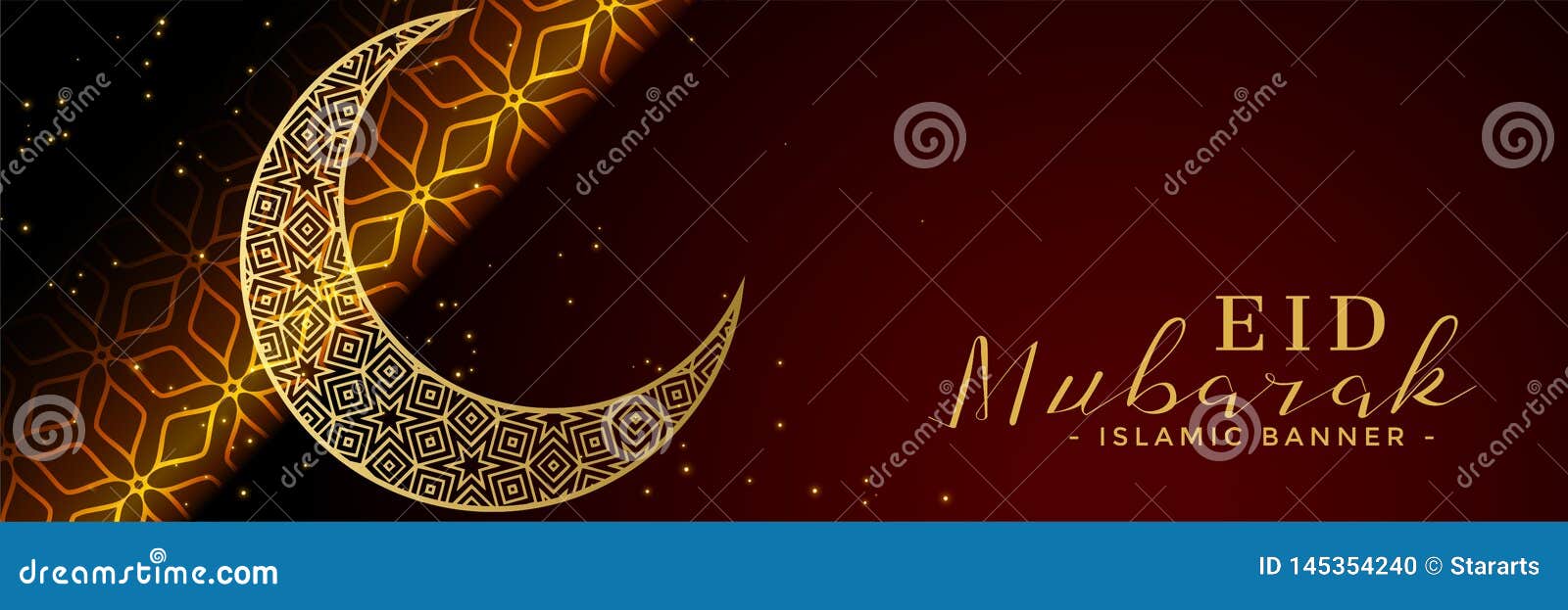 Eid Mubarak Web Banner or Header with Decorative Moon Stock Vector ...