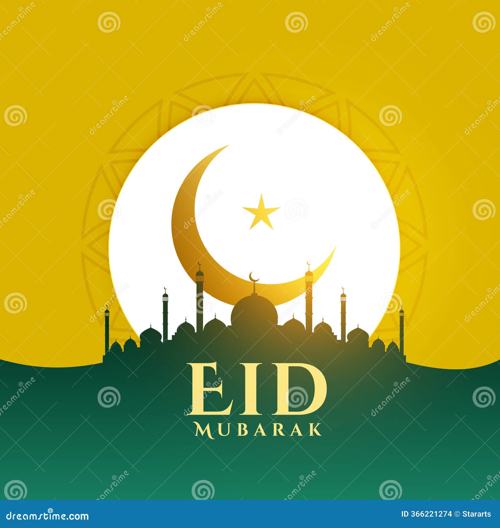 Mosque Background With Colored Domes And Minarets And With Shadow ...