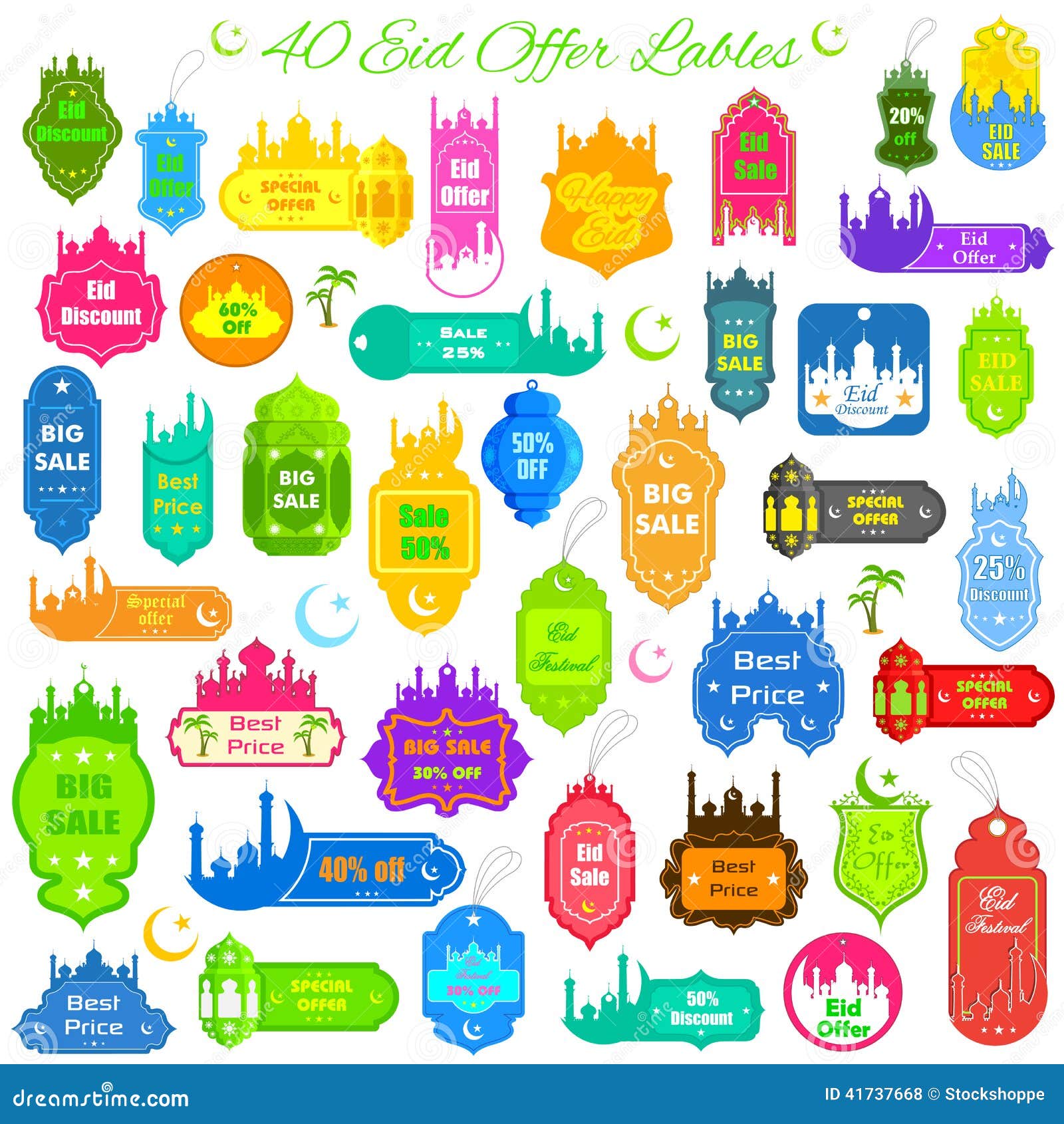 Eid Offer Label stock vector. Illustration of product - 41737668