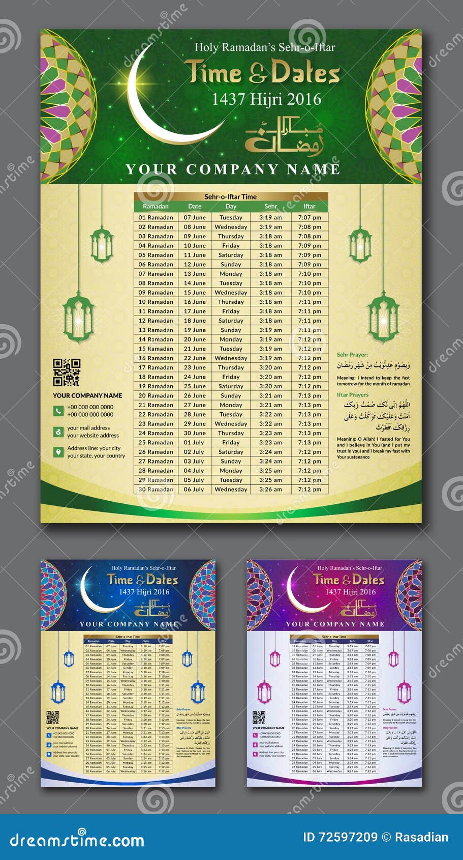 Eid Time & Dates Flyer stock vector. Illustration of islam - 72597209