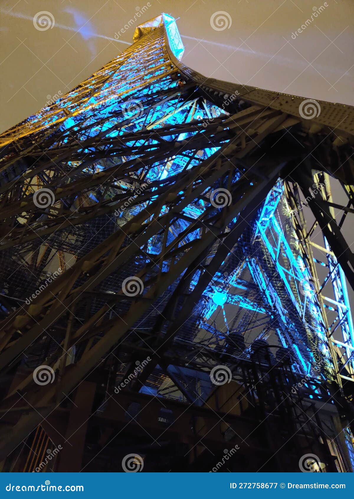 Eiffel Tower Blue Looking Up Editorial Photography - Image of ...