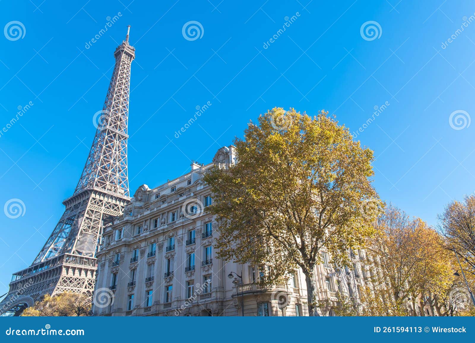 Eiffel Tower with Blue Sky Background in Paris Stock Image - Image of ...