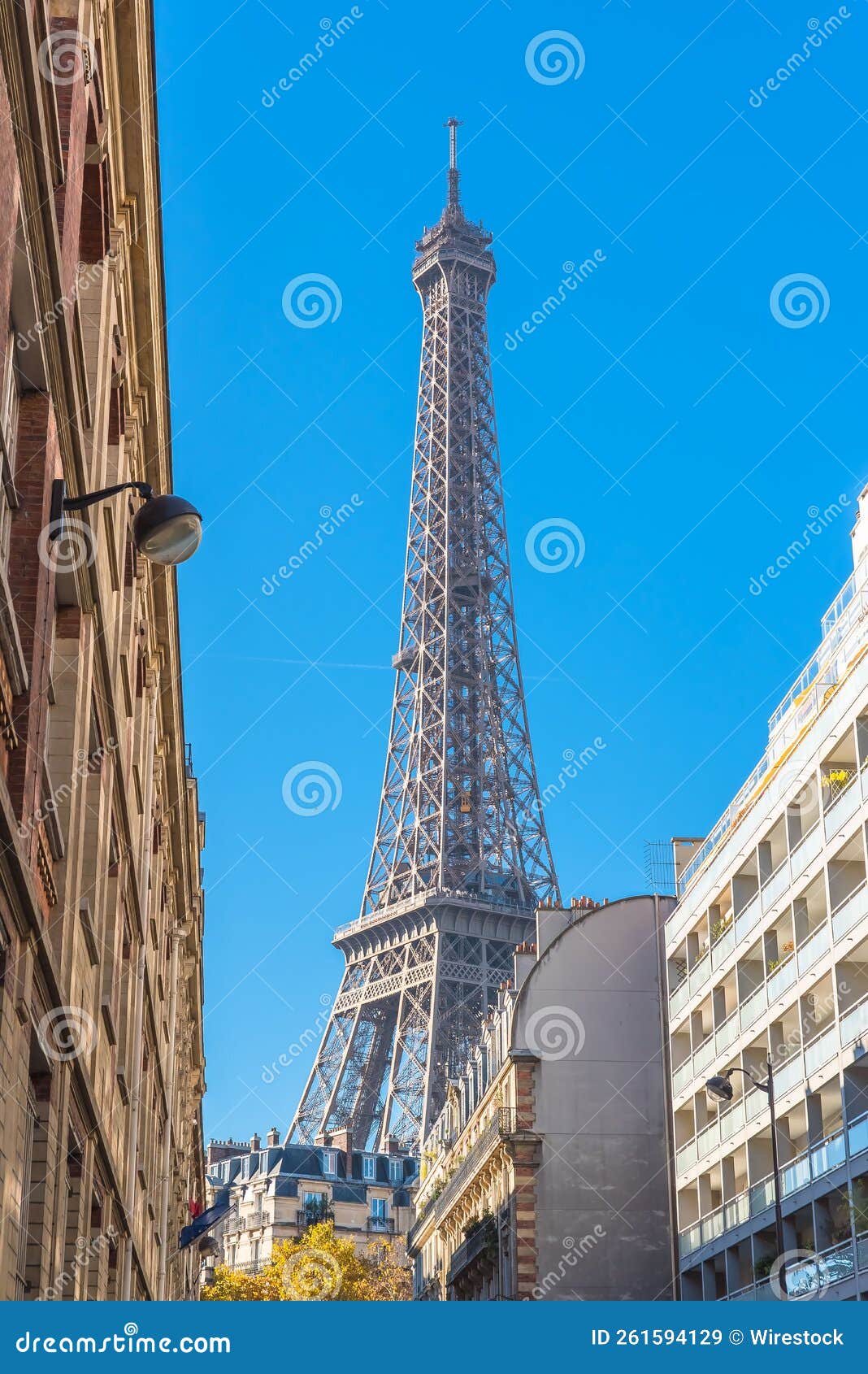 Eiffel Tower with Blue Sky Background in Paris Stock Image - Image of ...