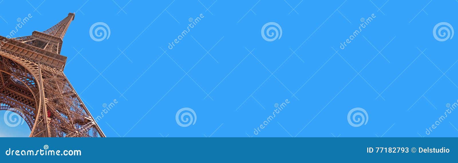 Eiffel Tower and Blue Sky Header, Paris Stock Image - Image of monument ...