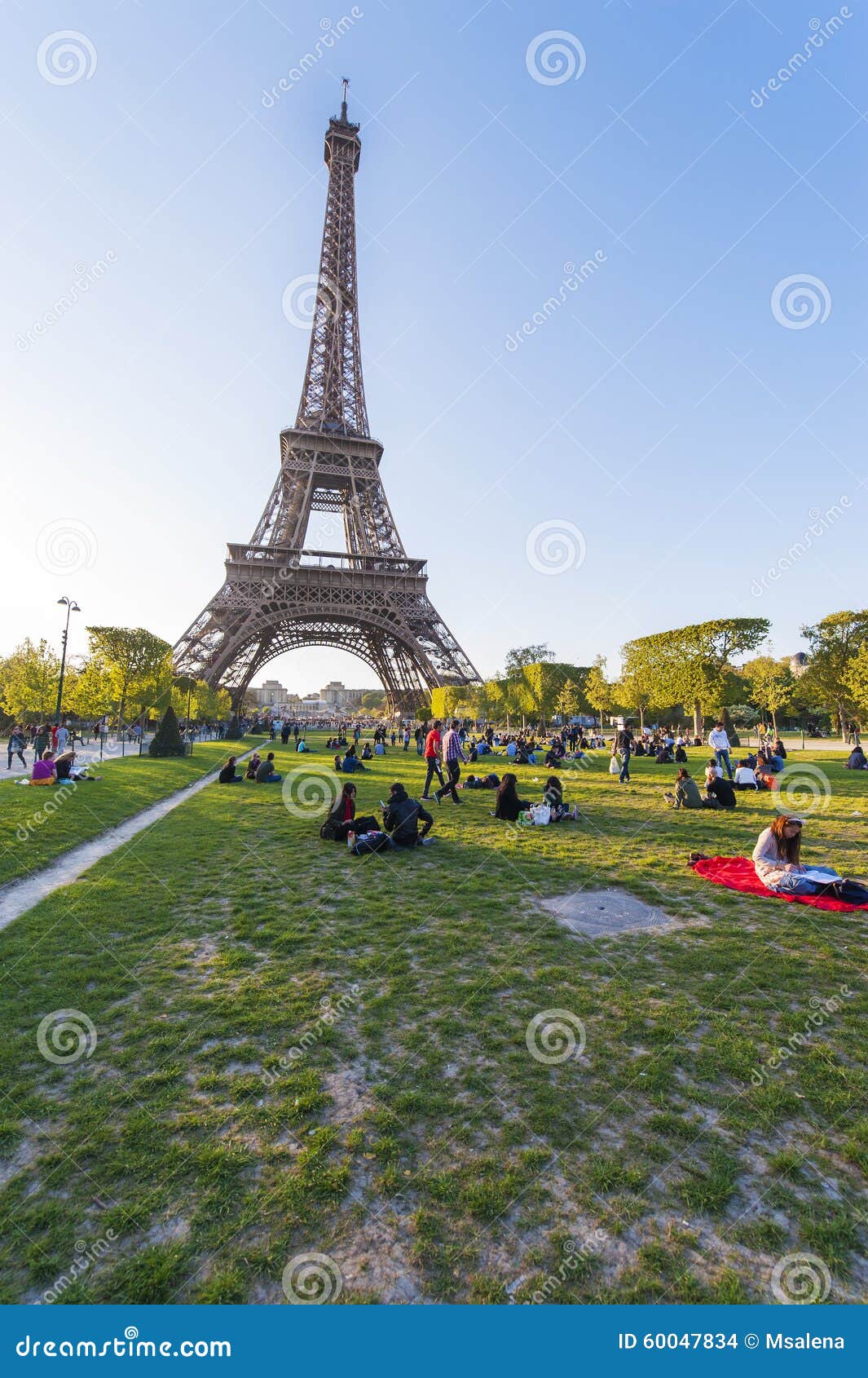 Eiffel Tower from Champs De Mars Editorial Stock Image - Image of ...