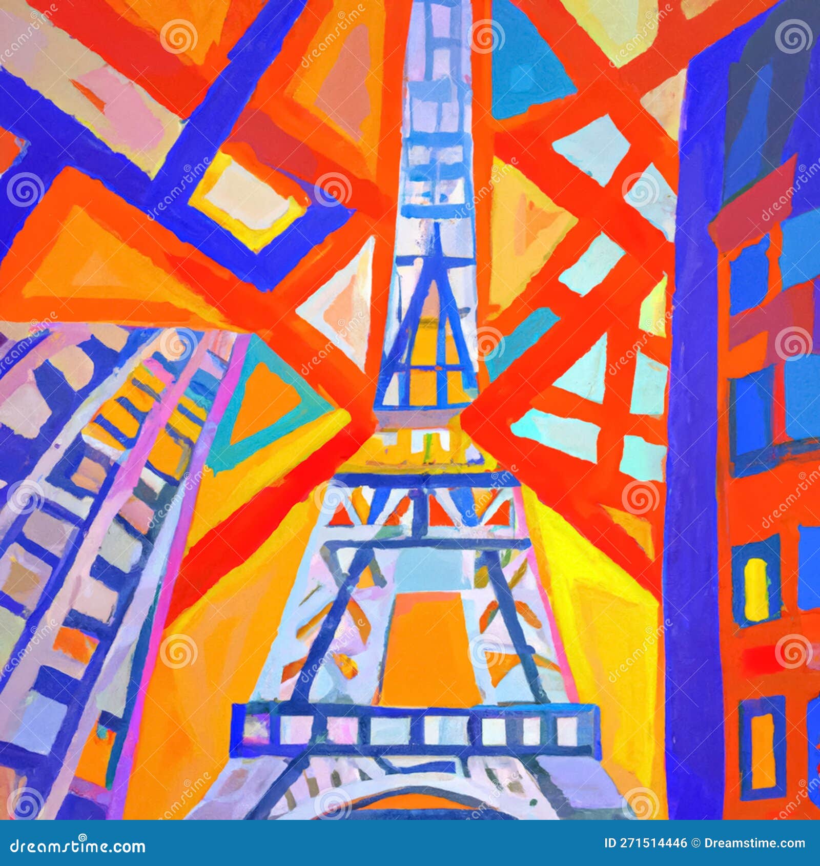 Eiffel Tower cubism style stock illustration. Illustration of tapestry ...
