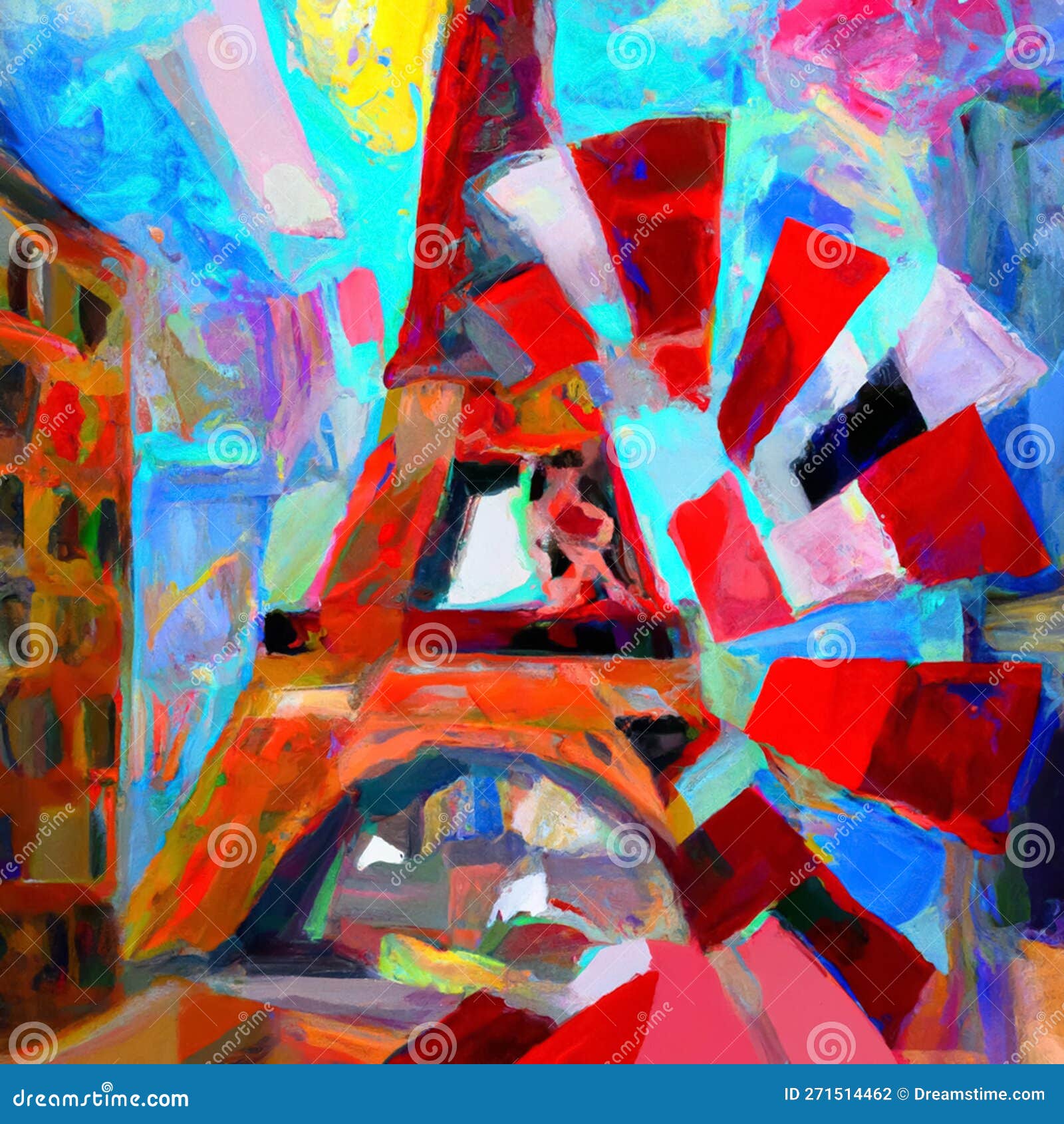Eiffel Tower cubism style stock illustration. Illustration of cityscape ...