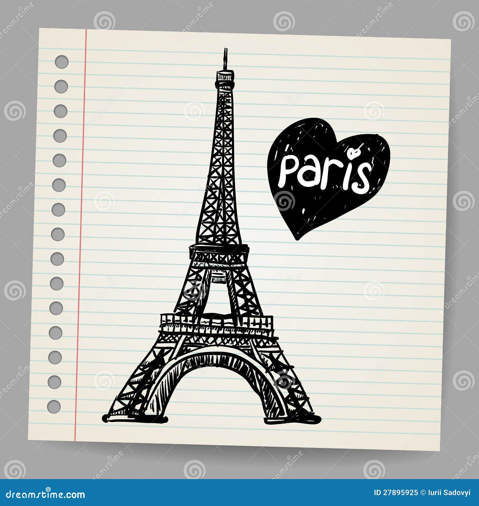 Eiffel Tower Doodle Vector stock illustration. Illustration of graphic ...