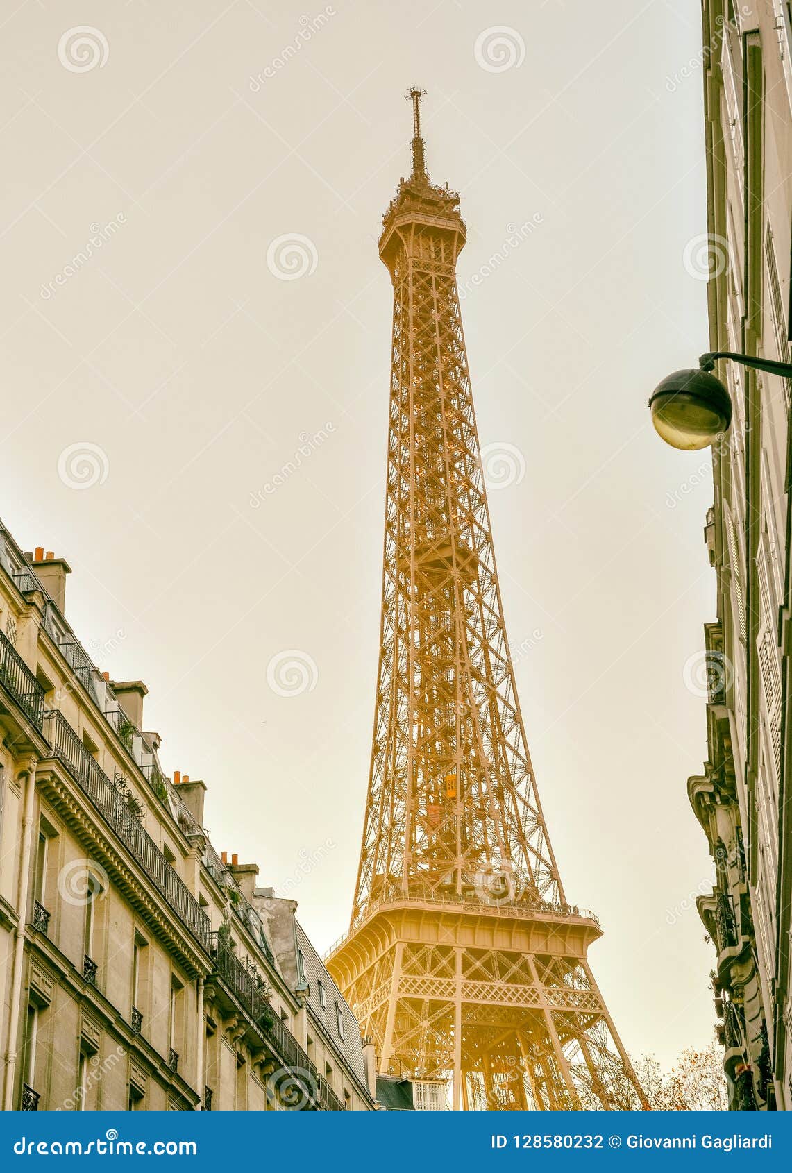 Eiffel Tower Framed by City Buildings - Paris, Framce Stock Photo ...