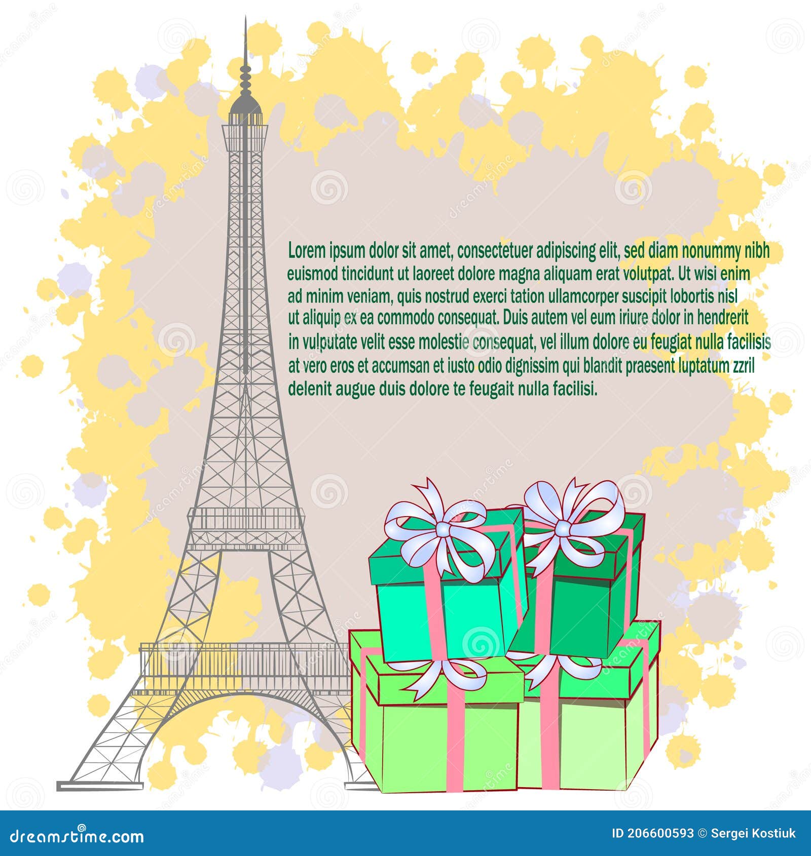 Eiffel Tower and Gift Boxes. Stock Vector - Illustration of boxes, tour ...