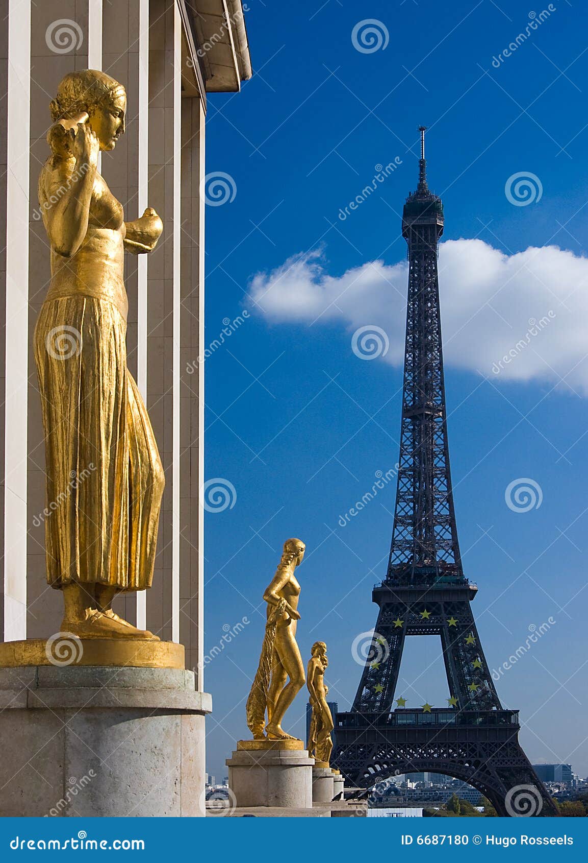 Eiffel Tower Gilded Statues Stock Photo - Image of figurines, eiffel ...