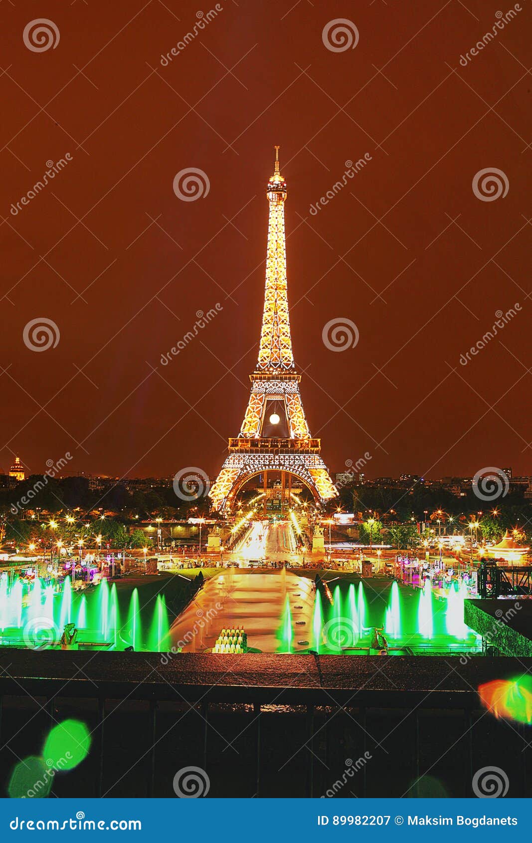 Eiffel Tower Great Night View Paris Editorial Photography - Image of ...