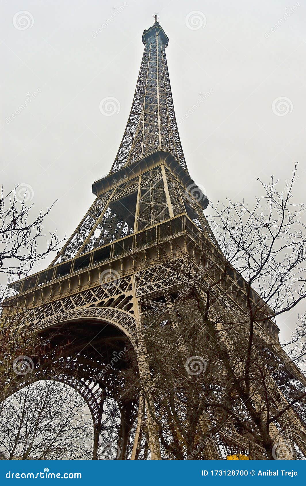 Eiffel Tower with grey sky stock photo. Image of structure - 173128700
