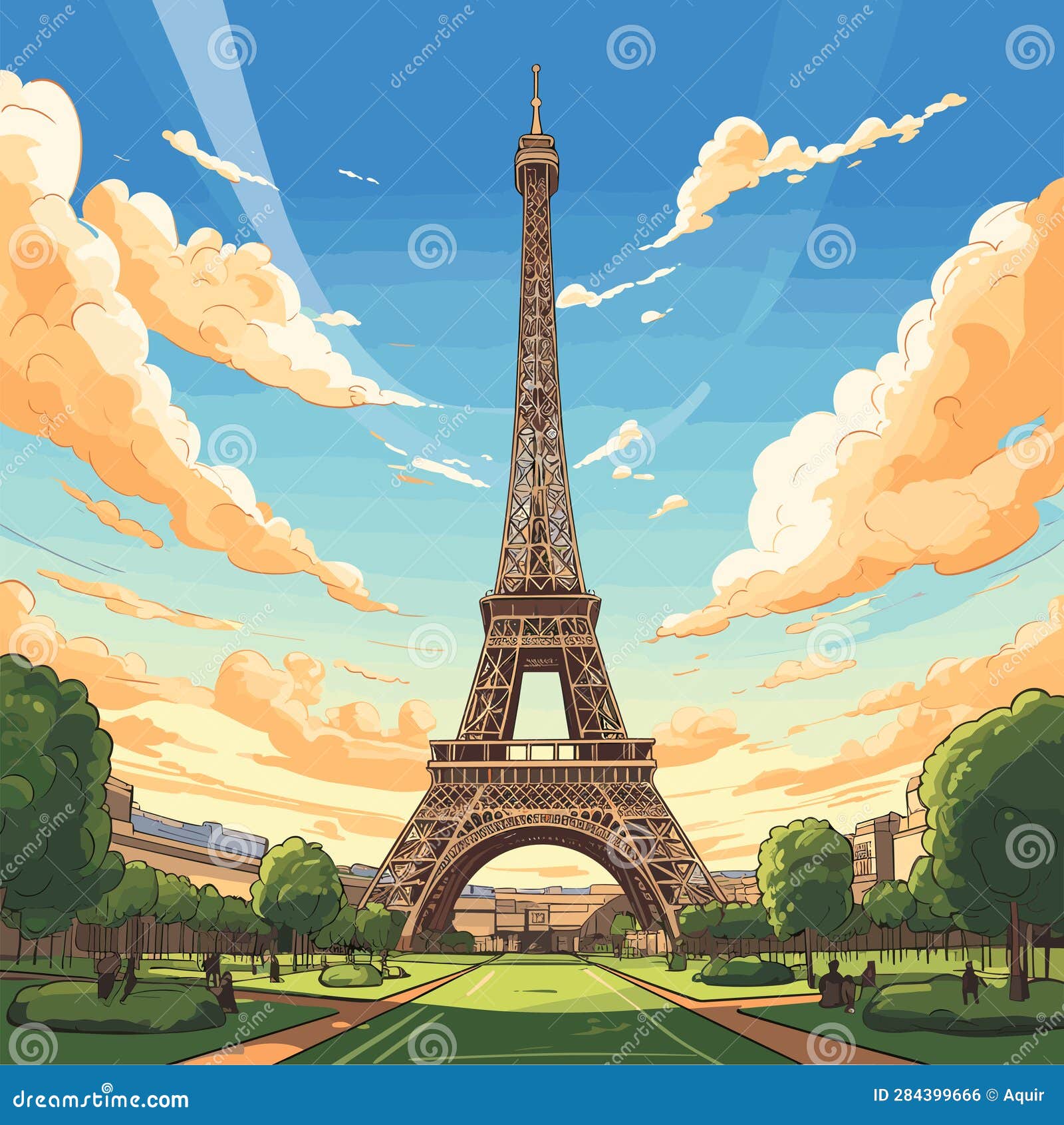 Eiffel Tower Hand-drawn Comic Illustration. Eiffel Tower. Vector Doodle ...