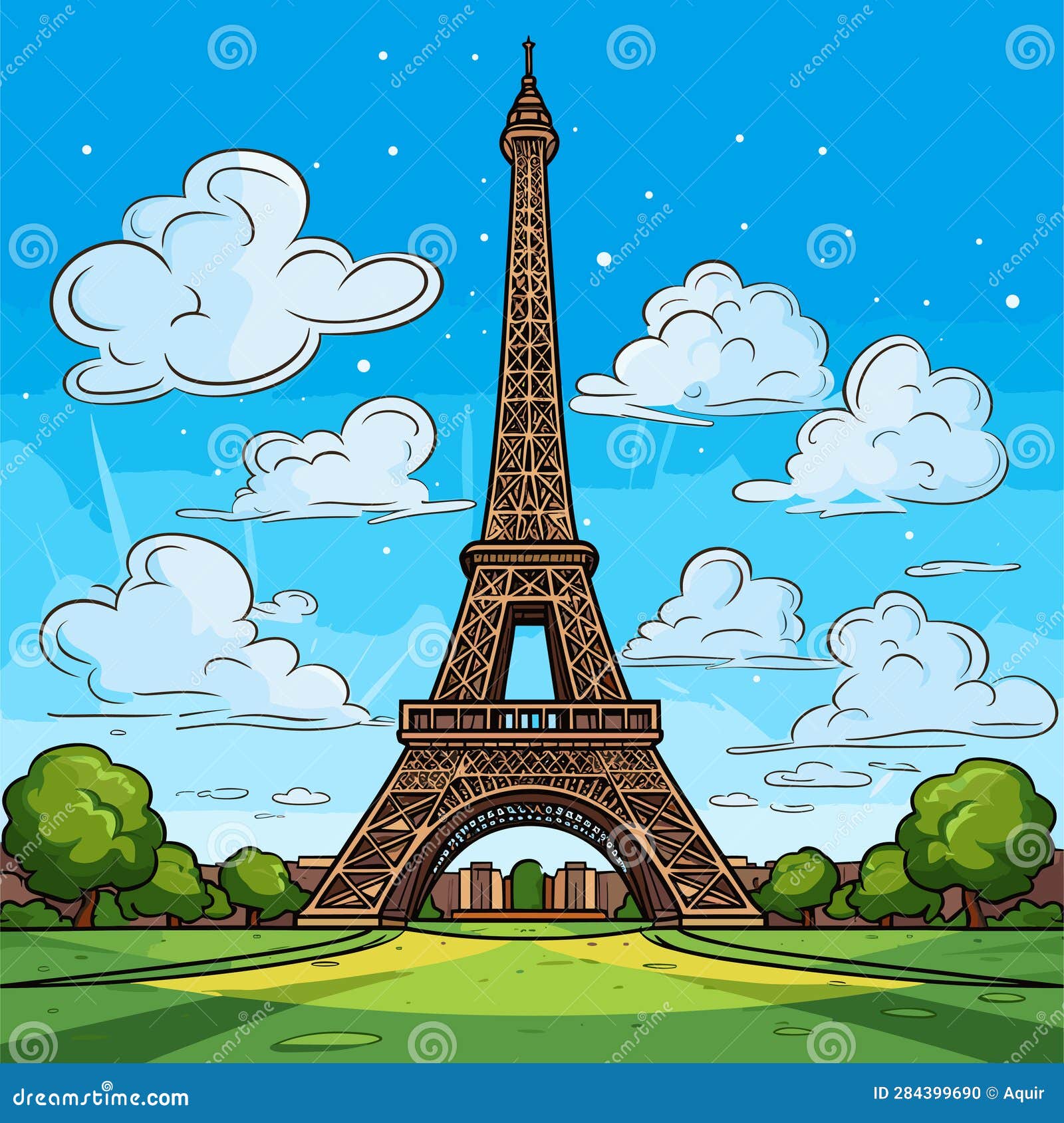 Eiffel Tower Hand-drawn Comic Illustration. Eiffel Tower. Vector Doodle ...