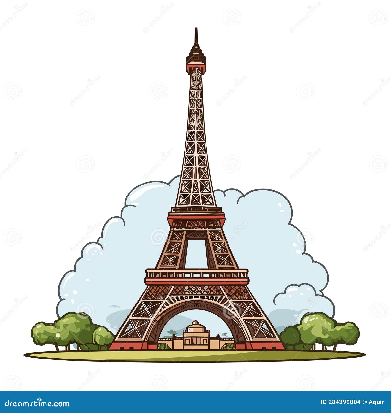 Eiffel Tower Hand-drawn Comic Illustration. Eiffel Tower. Vector Doodle ...