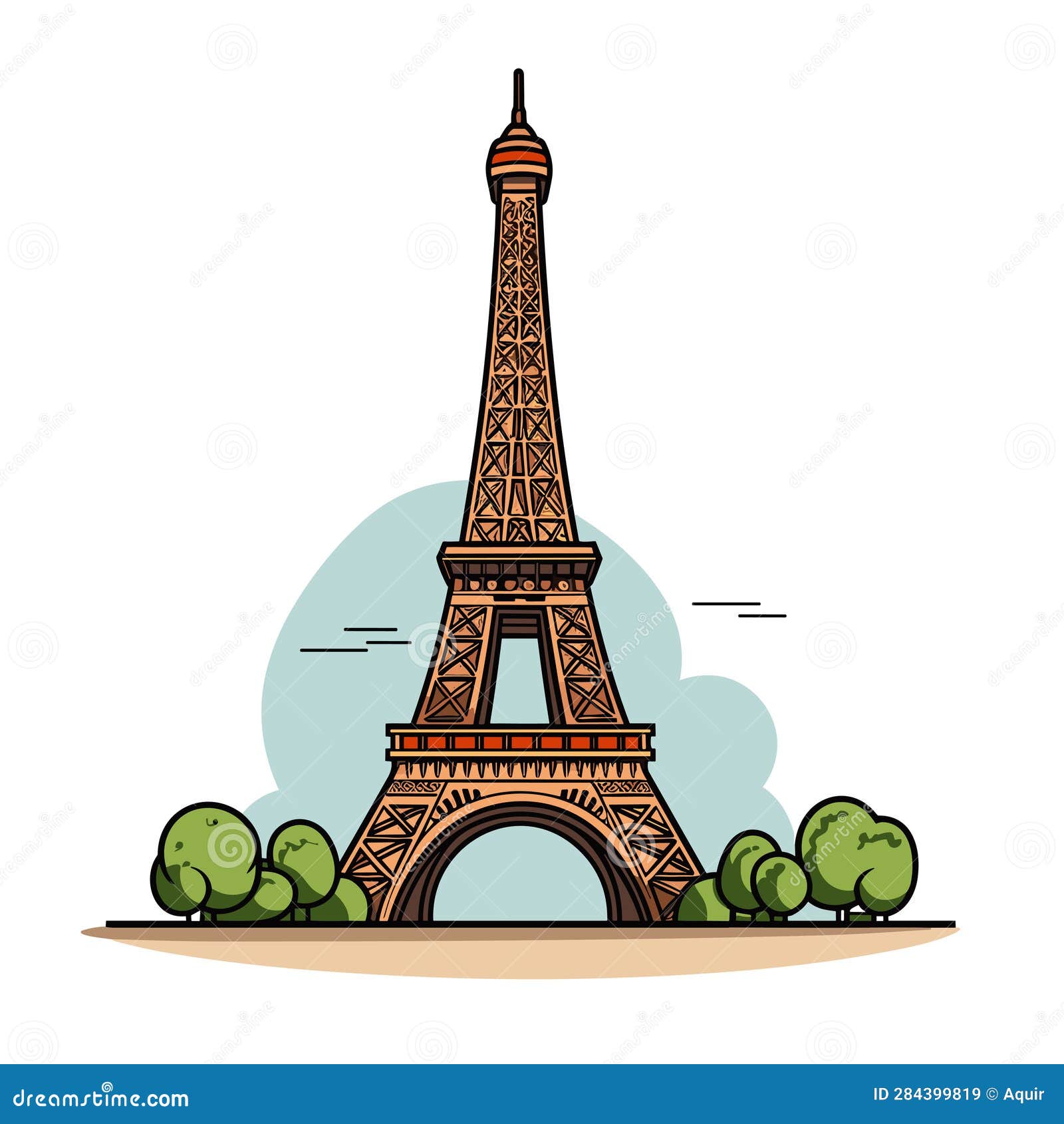 Eiffel Tower Hand-drawn Comic Illustration. Eiffel Tower. Vector Doodle ...