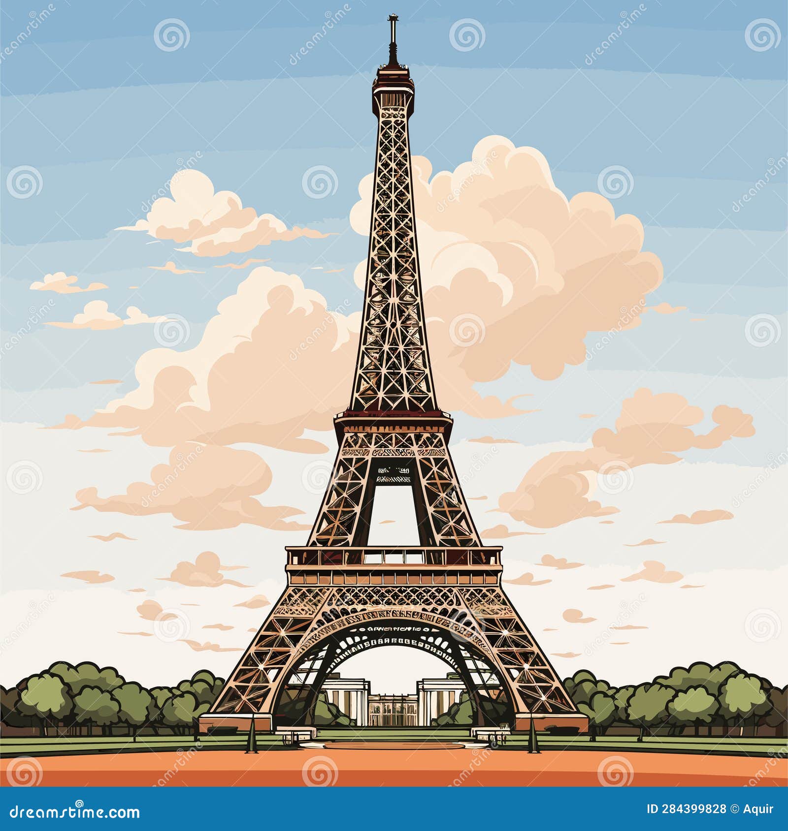 Eiffel Tower Hand-drawn Comic Illustration. Eiffel Tower. Vector Doodle ...