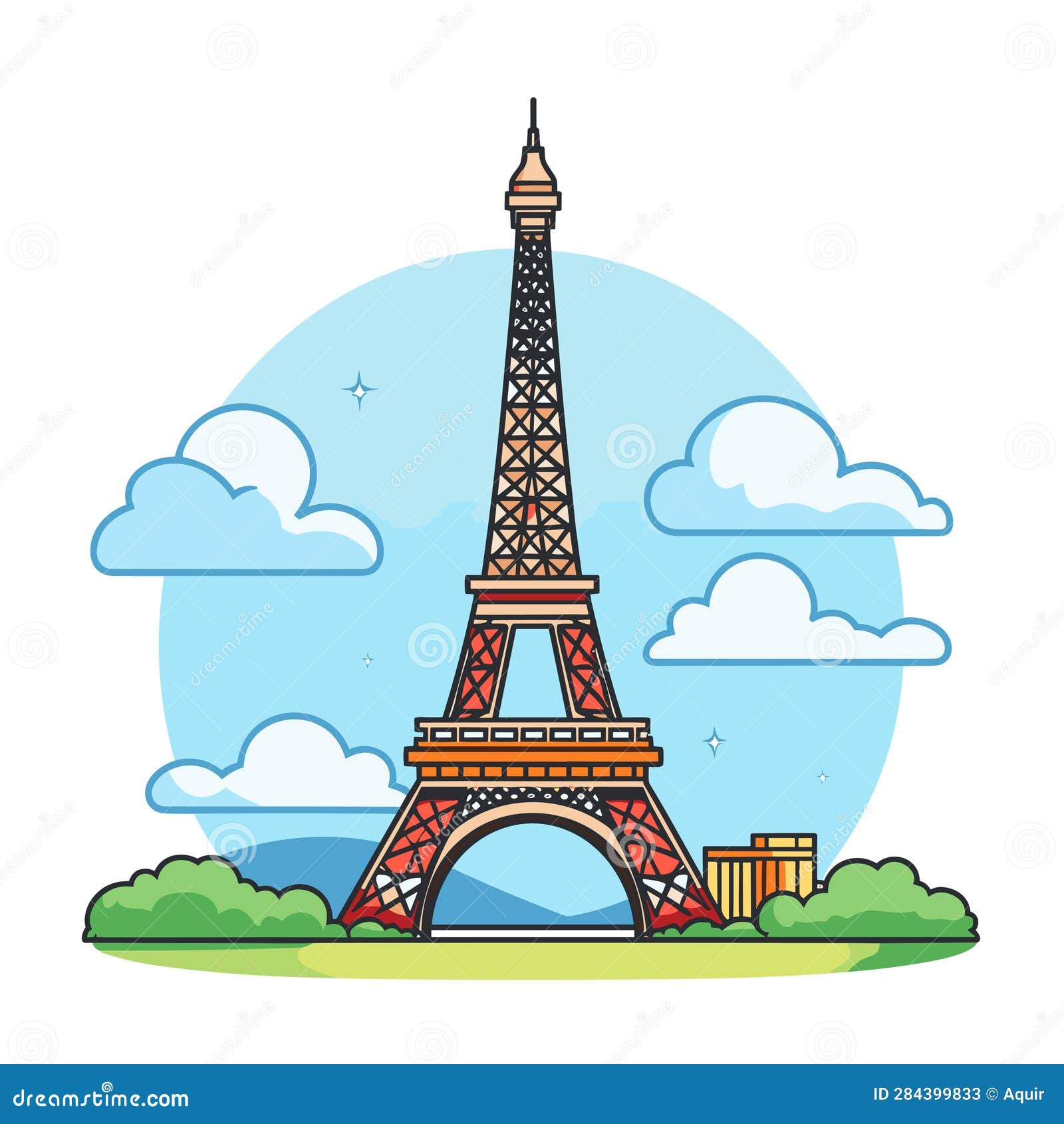Eiffel Tower Hand-drawn Comic Illustration. Eiffel Tower. Vector Doodle ...