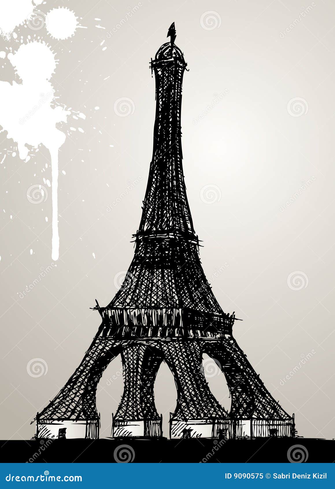 Eiffel tower illustration stock vector. Illustration of place - 9090575