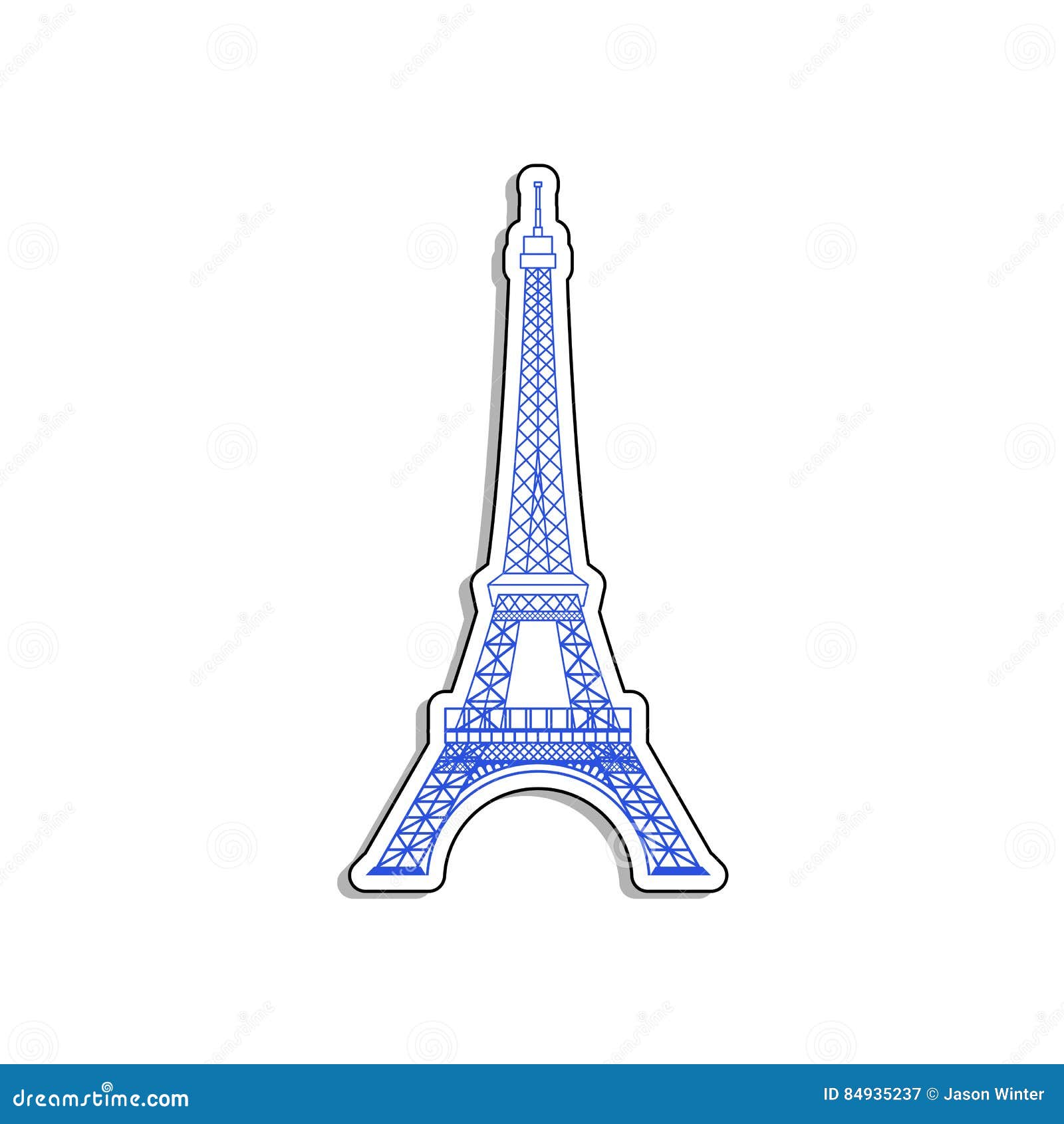 Eiffel Tower Label stock vector. Illustration of tower - 84935237
