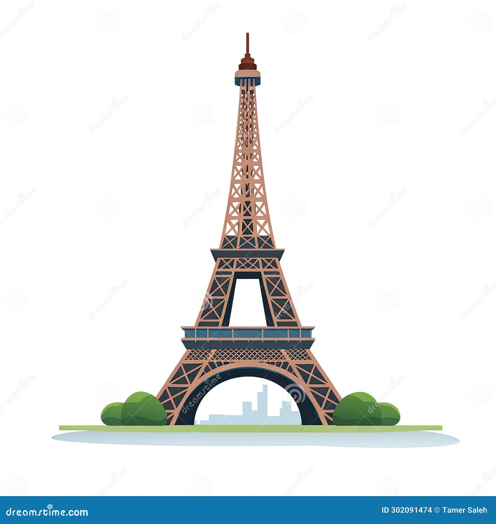 Eiffel Tower Landmark Illustration Stock Illustration - Illustration of ...