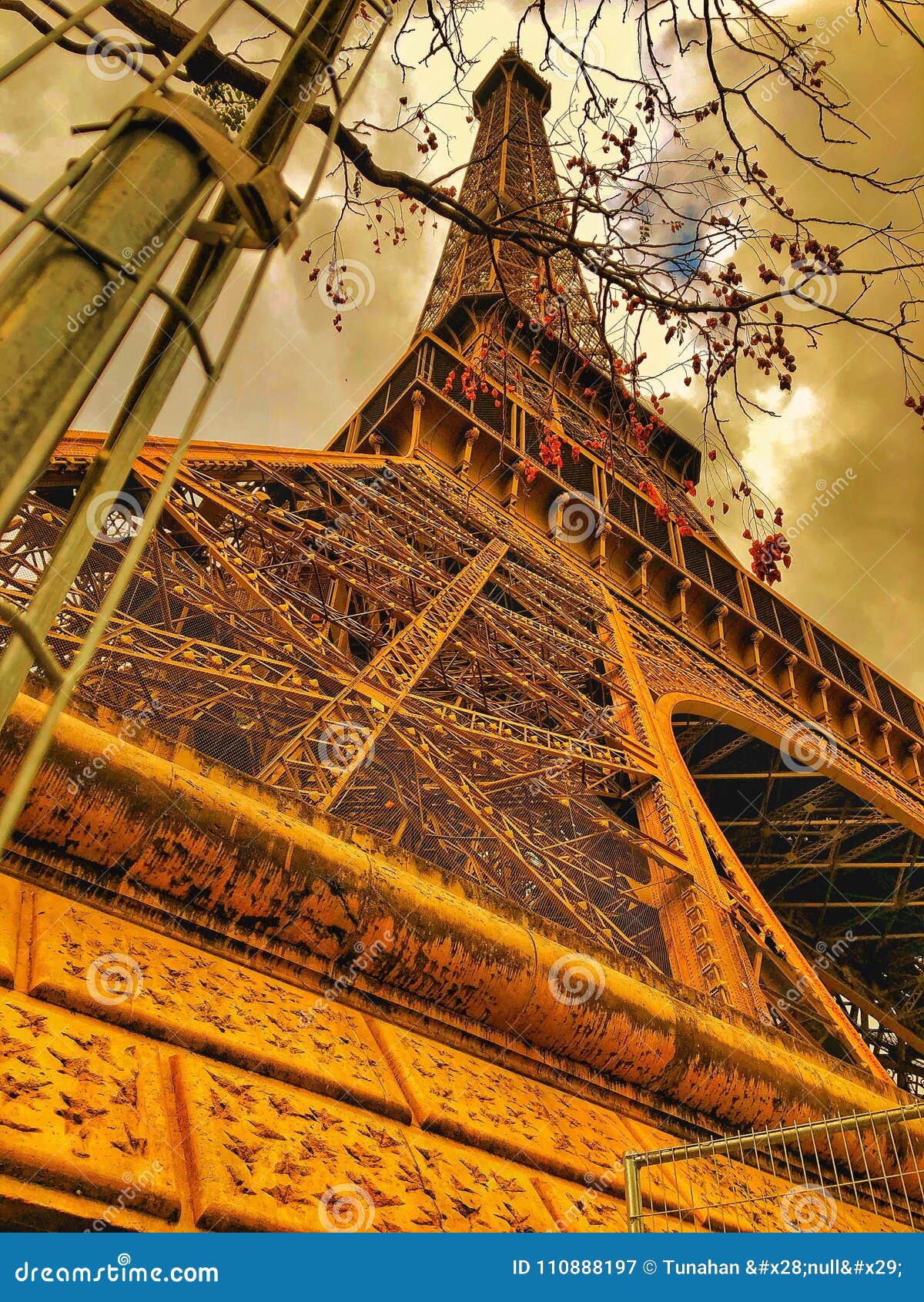 Eiffel Tower with Orange Style Paris, France Stock Image - Image of ...