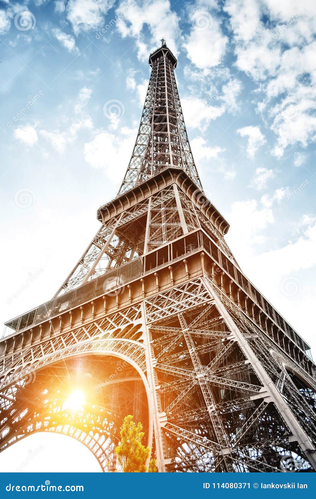 Eiffel Tower in Paris on Blue Sky Background Stock Image - Image of ...