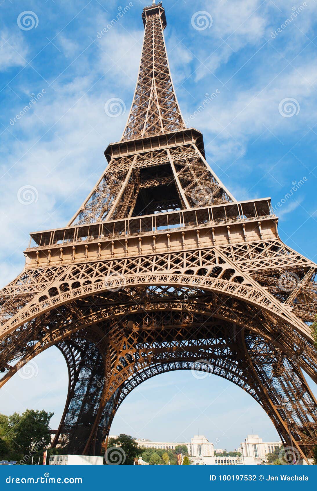 Eiffel Tower in Paris on Blue Sky Stock Photo - Image of beautiful ...
