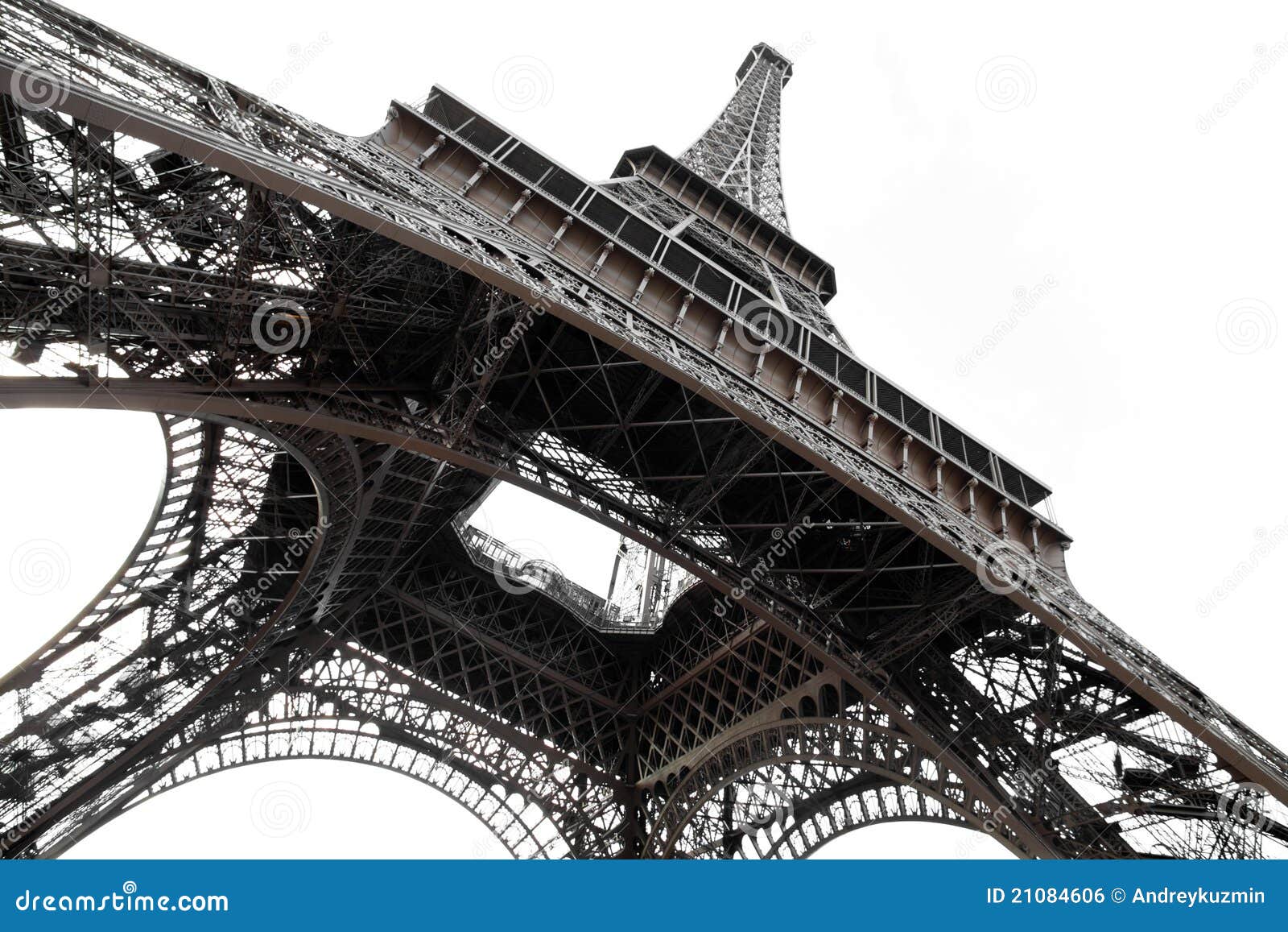 Eiffel Tower in Paris Isolated Bottom View Stock Photo - Image of ...