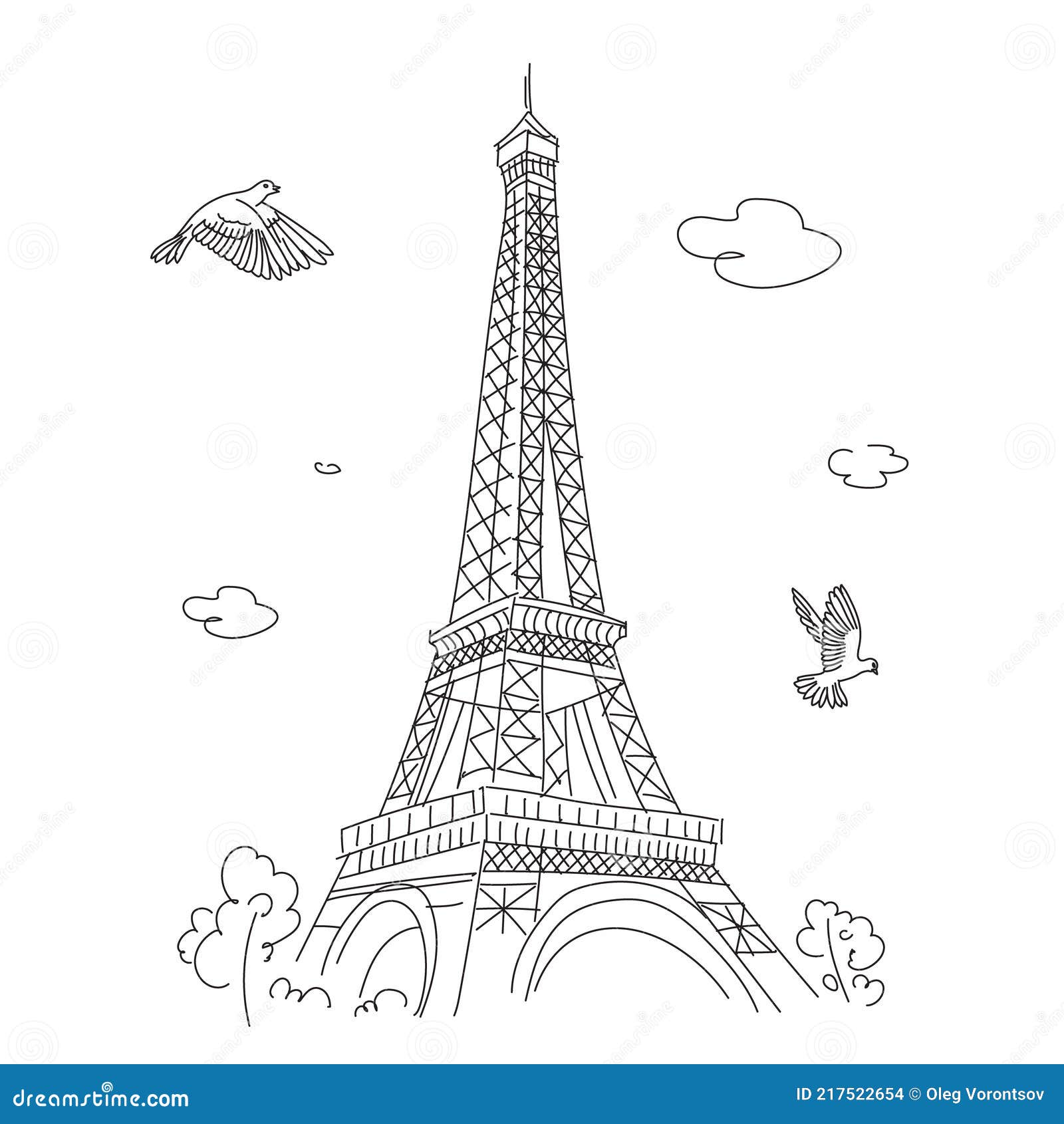 Eiffel Tower in Paris. Linear Drawing Stock Vector - Illustration of ... Eiffel Tower in Paris. Linear Drawing Stock Vector - Illustration of ...