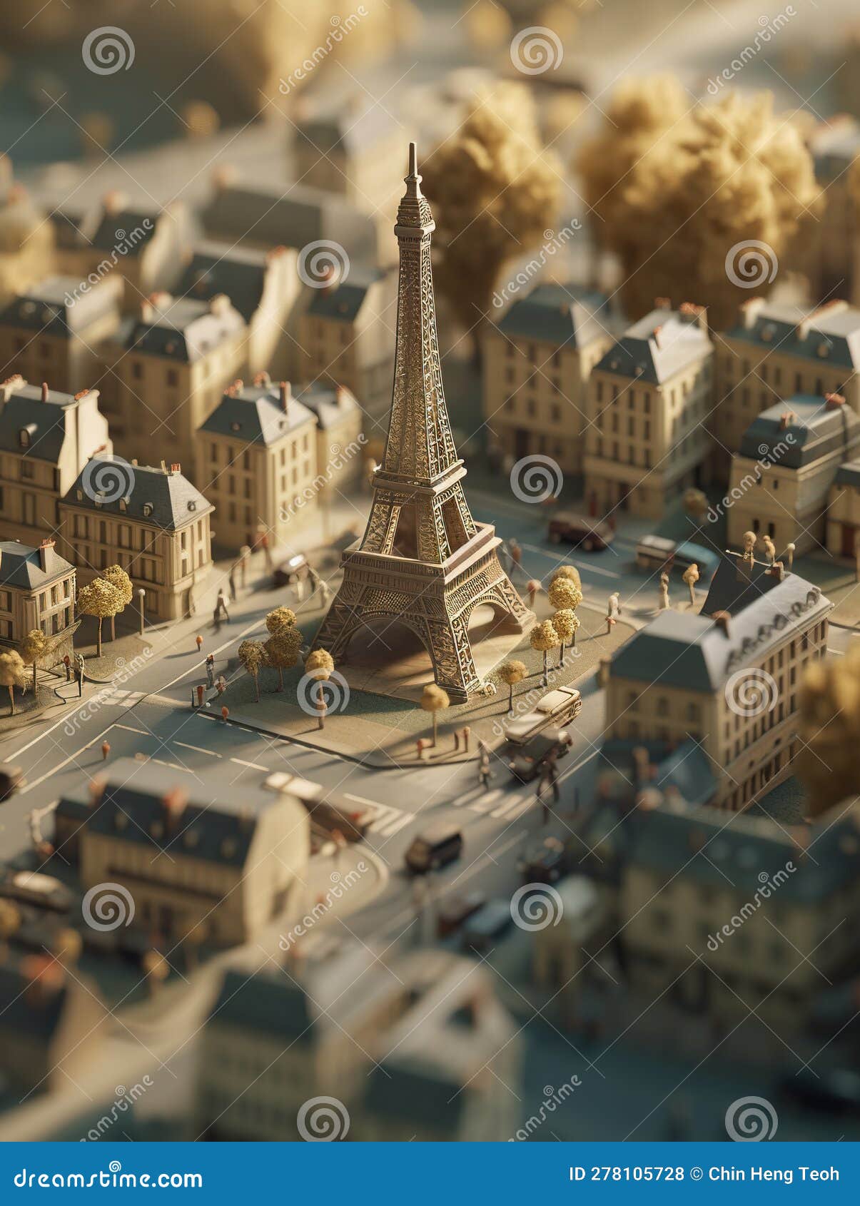 Eiffel Tower in Paris. Miniature Model of the City Stock Illustration ...