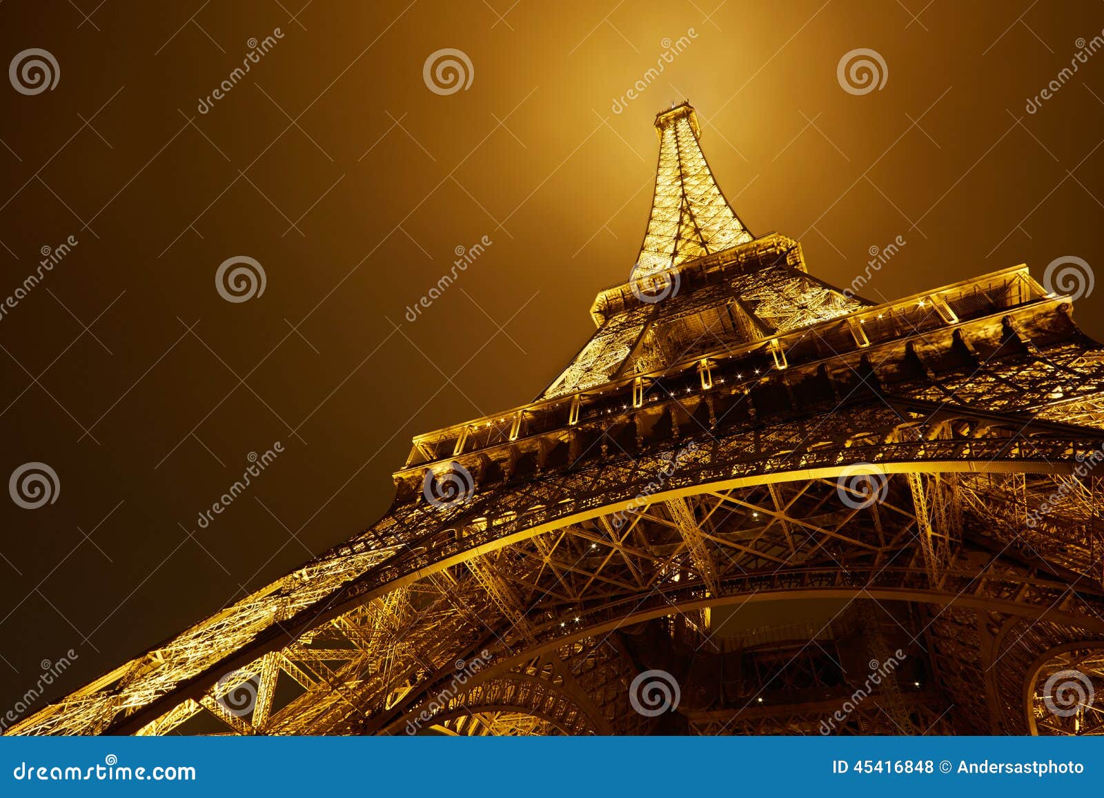 Eiffel Tower in Paris at Night, Low Angle View Editorial Stock Photo ...