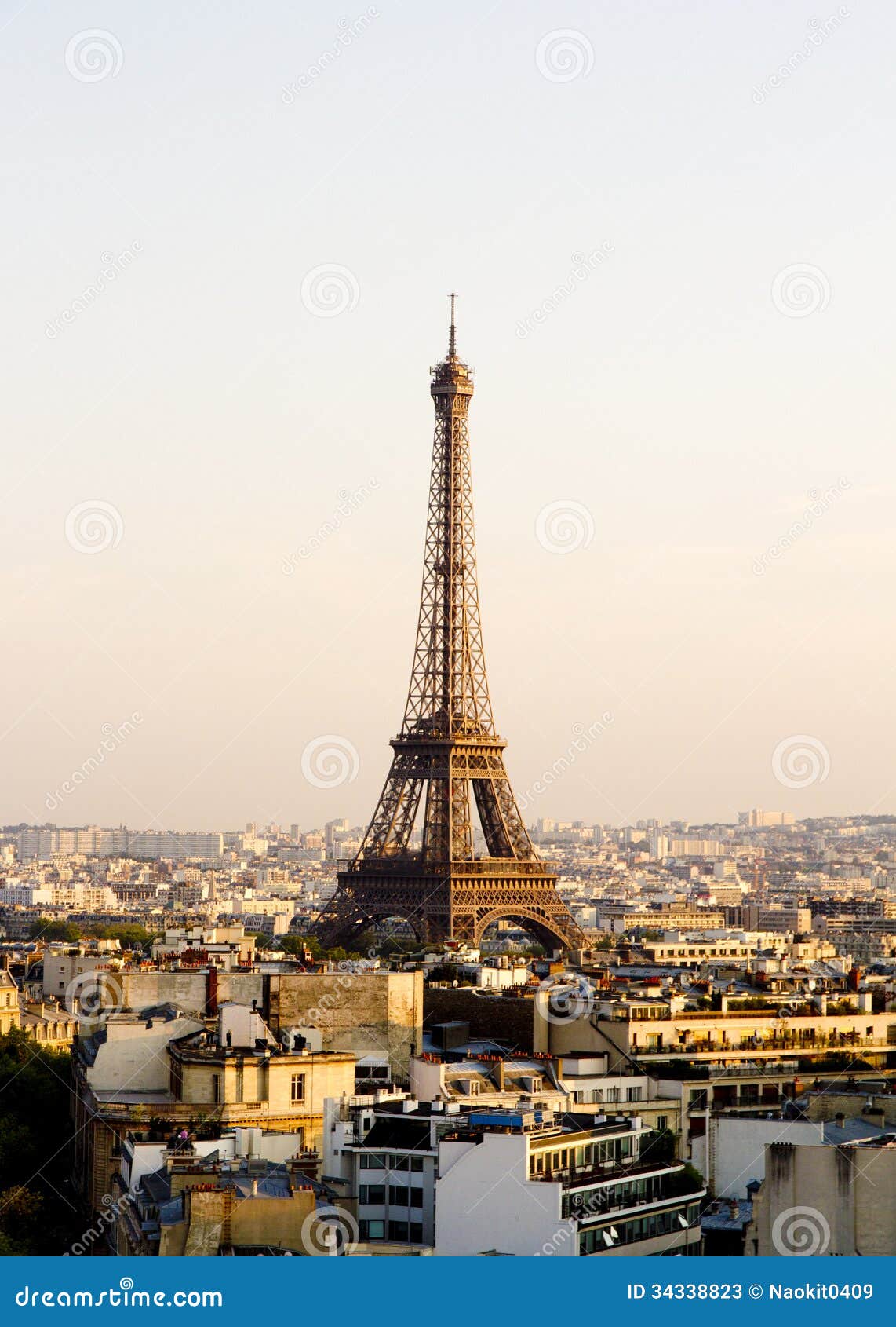 Eiffel Tower, Paris, Panoramic View from Triumphal Arch Stock Image ...