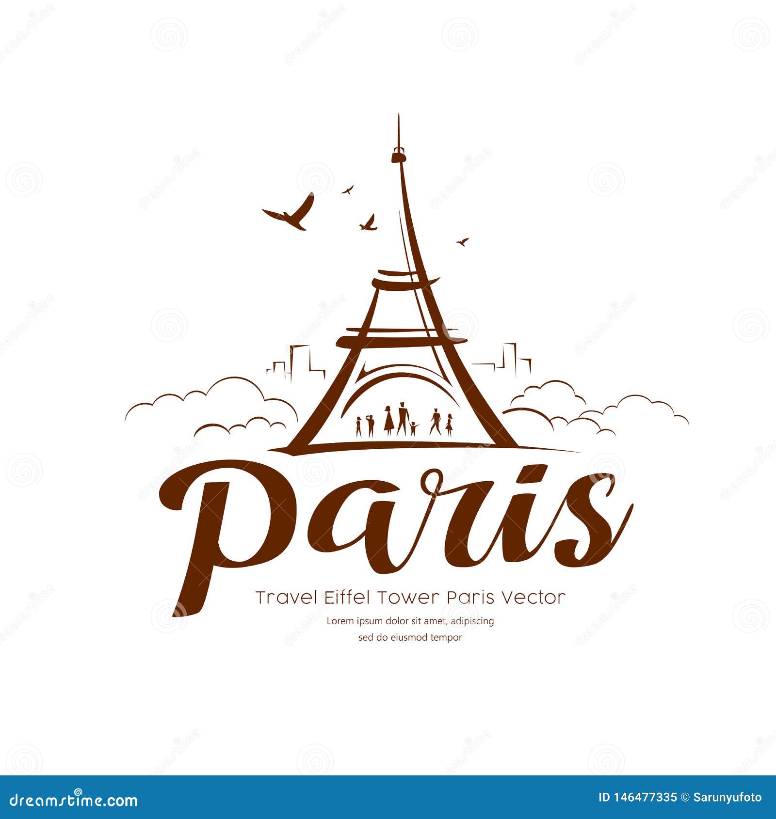Eiffel Tower Paris Sketching Vector Design Stock Vector - Illustration ...