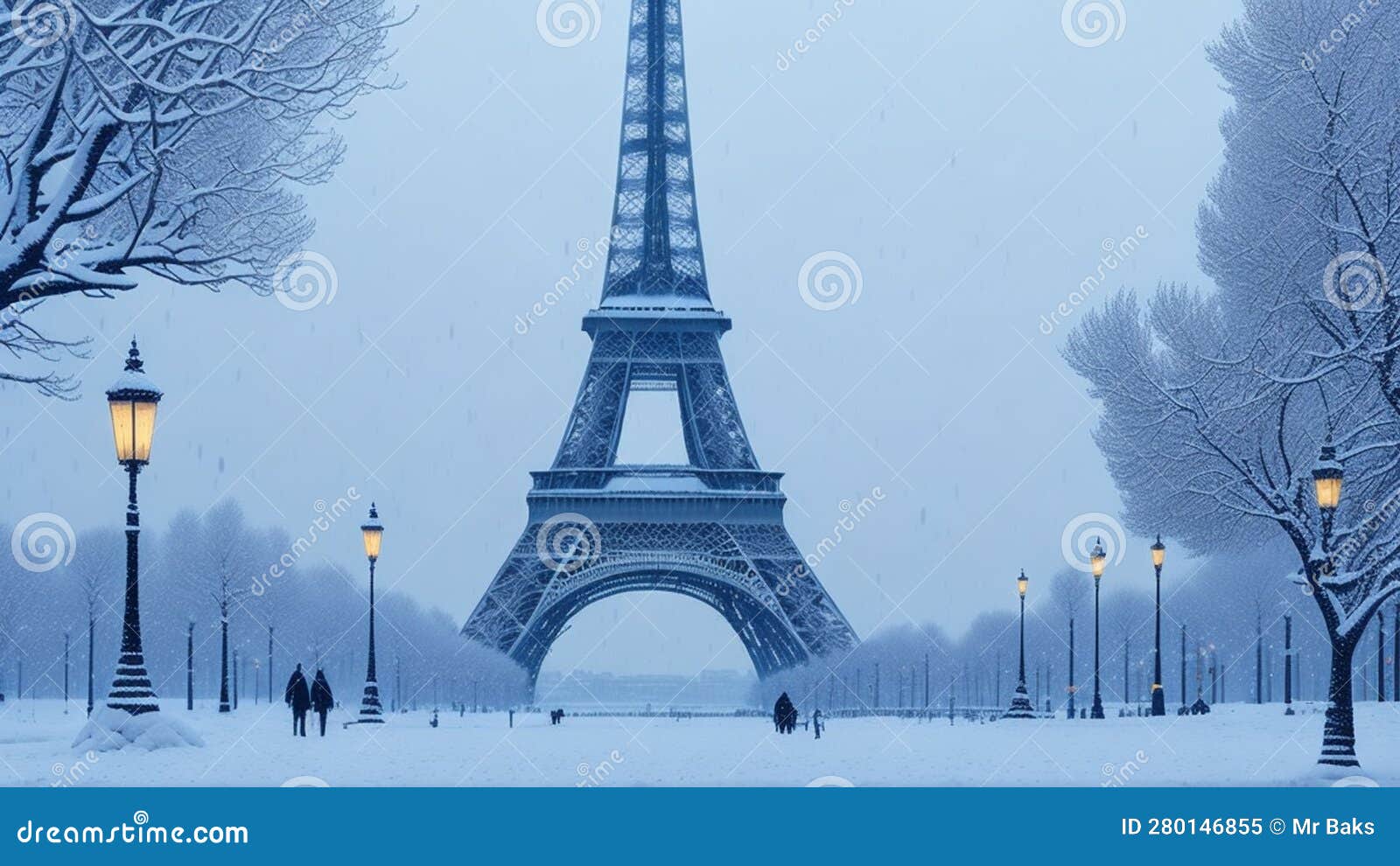 The Eiffel Tower in Paris during the Snowfall. Stock Image - Image of ...