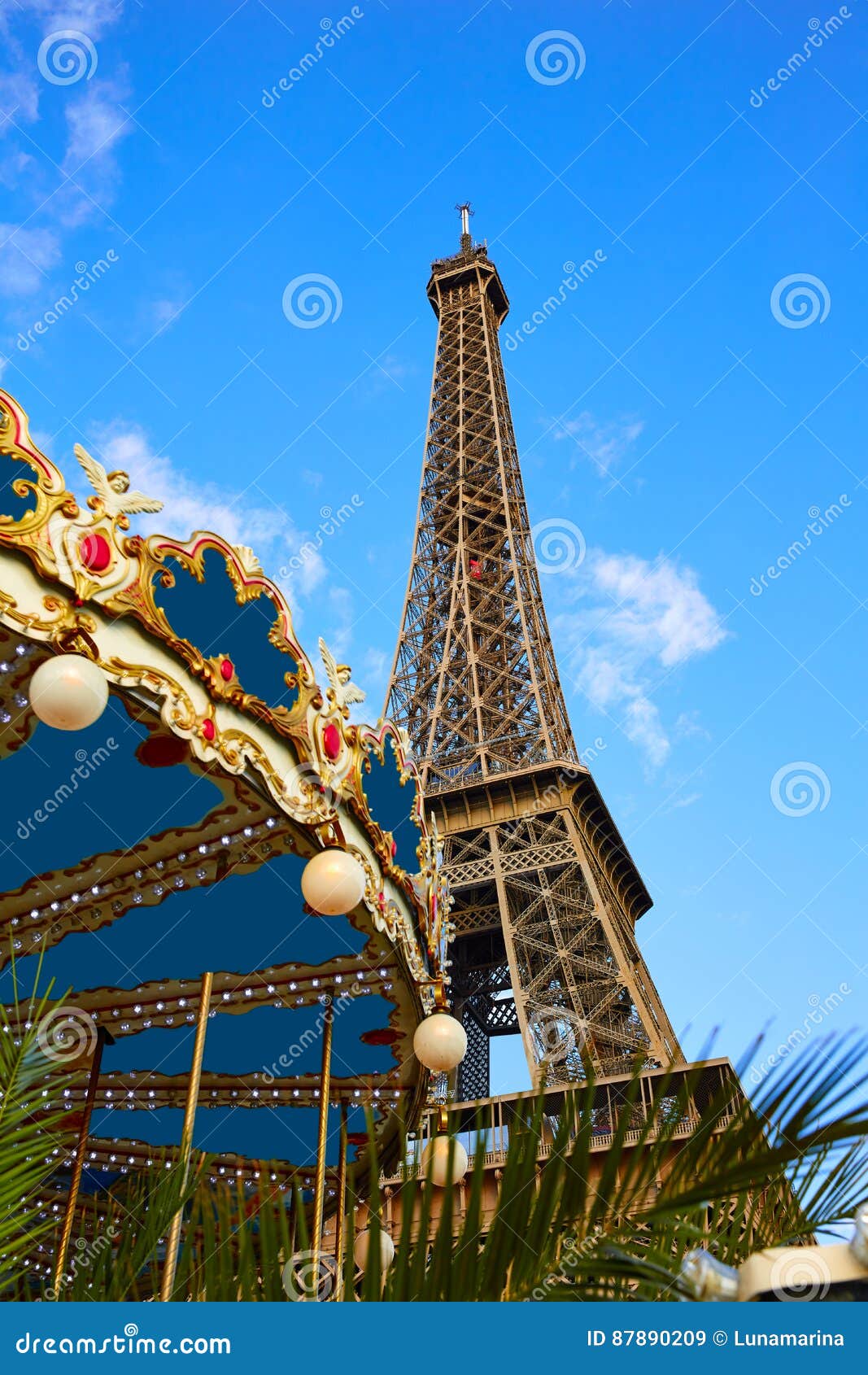 Eiffel Tower in Paris Under Blue Sky France Stock Image - Image of ...