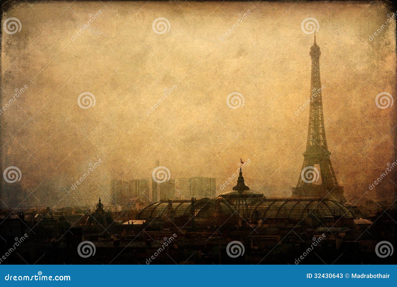 Eiffel Tower In Paris With Vintage Style Texture Stock Image ...